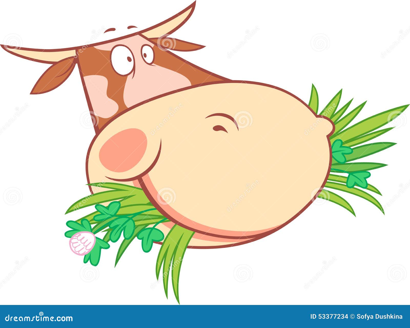 Hoofd van een kauwende koe vector illustratie. Illustration of ...