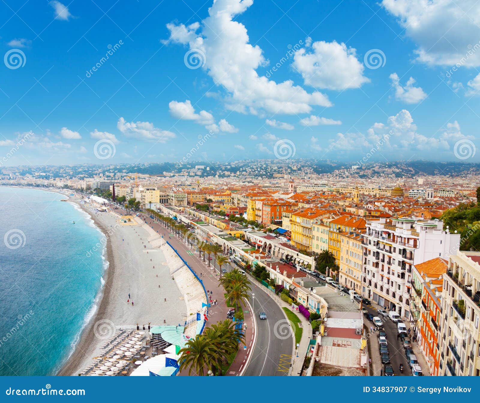 Hoofdstraat Van Franse Stad Nice Stock Afbeelding - Image of gebouw ...