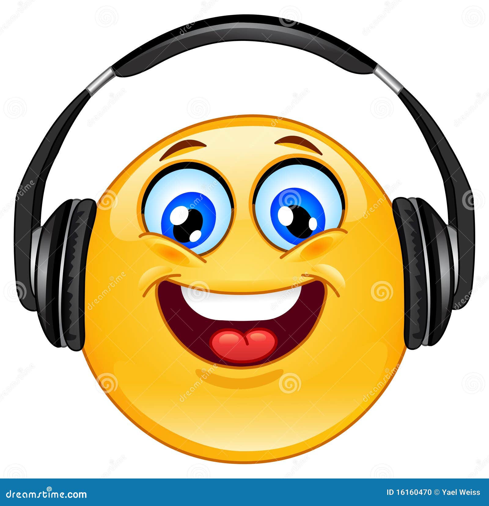 Hoofdtelefoon emoticon vector illustratie. Illustration of helder ...