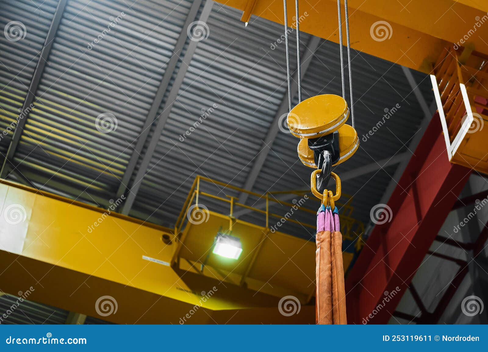 Hook Assembly with Rigging and Strops of Moving Crane Stock Image ...