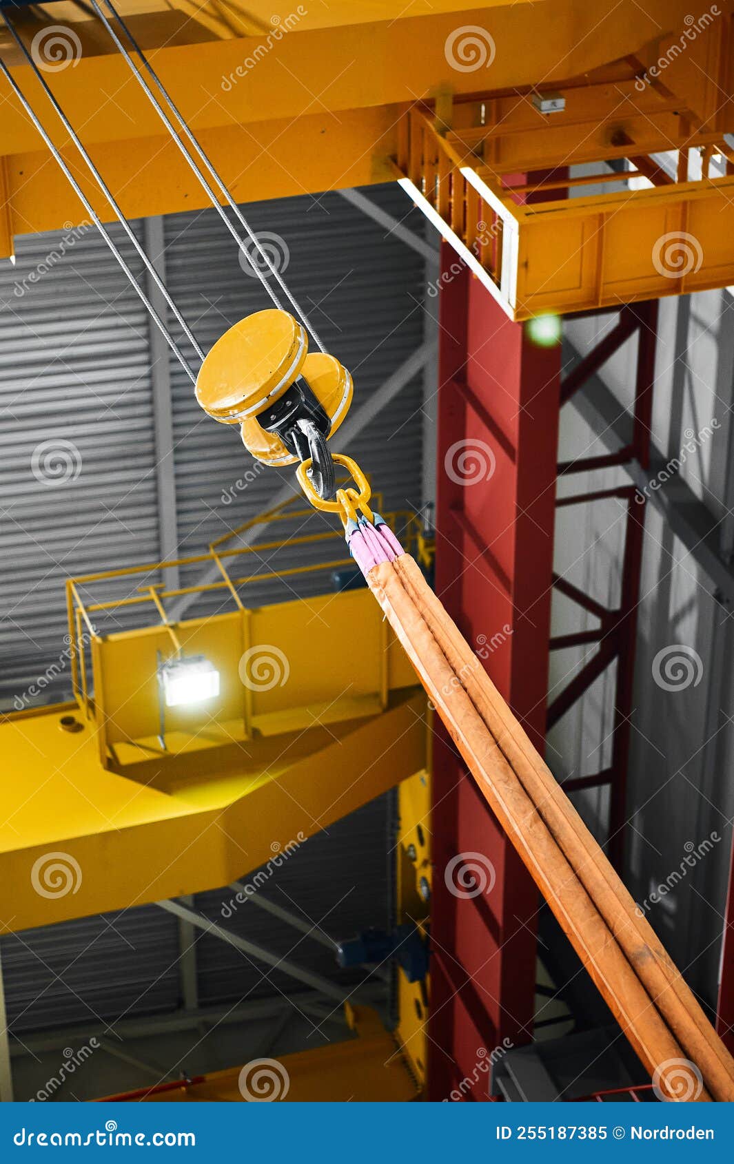 Hook Assembly with Rigging and Strops of Moving Crane Stock Image ...