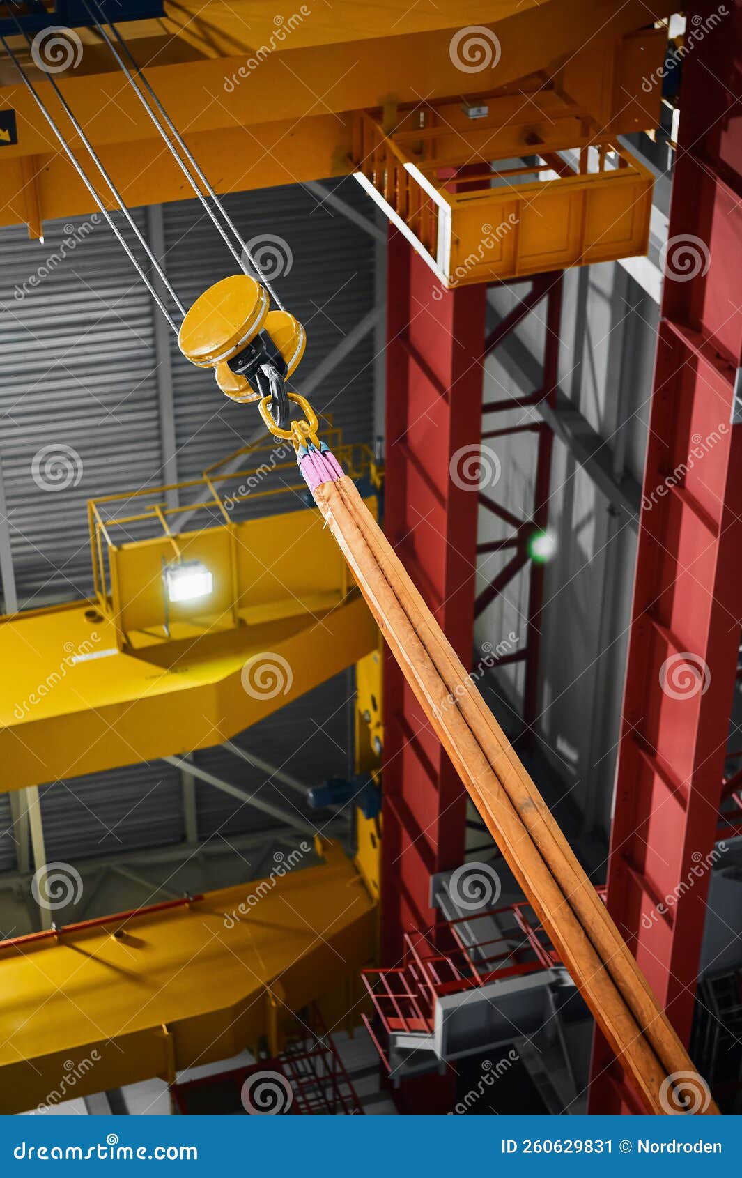 Hook Assembly with Rigging and Strops of Moving Crane Stock Image ...