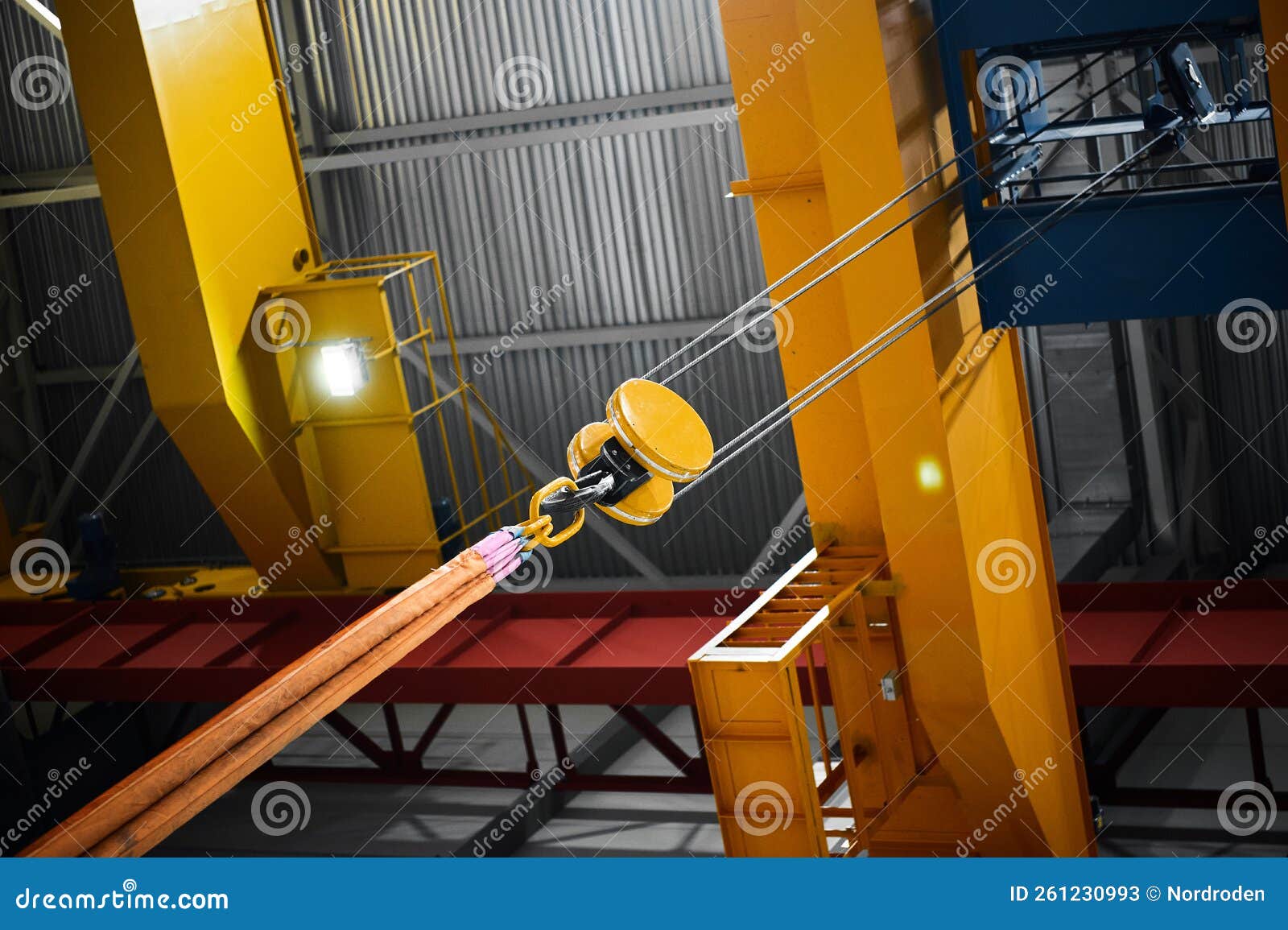 Hook Assembly with Rigging and Strops of Moving Crane Stock Image ...