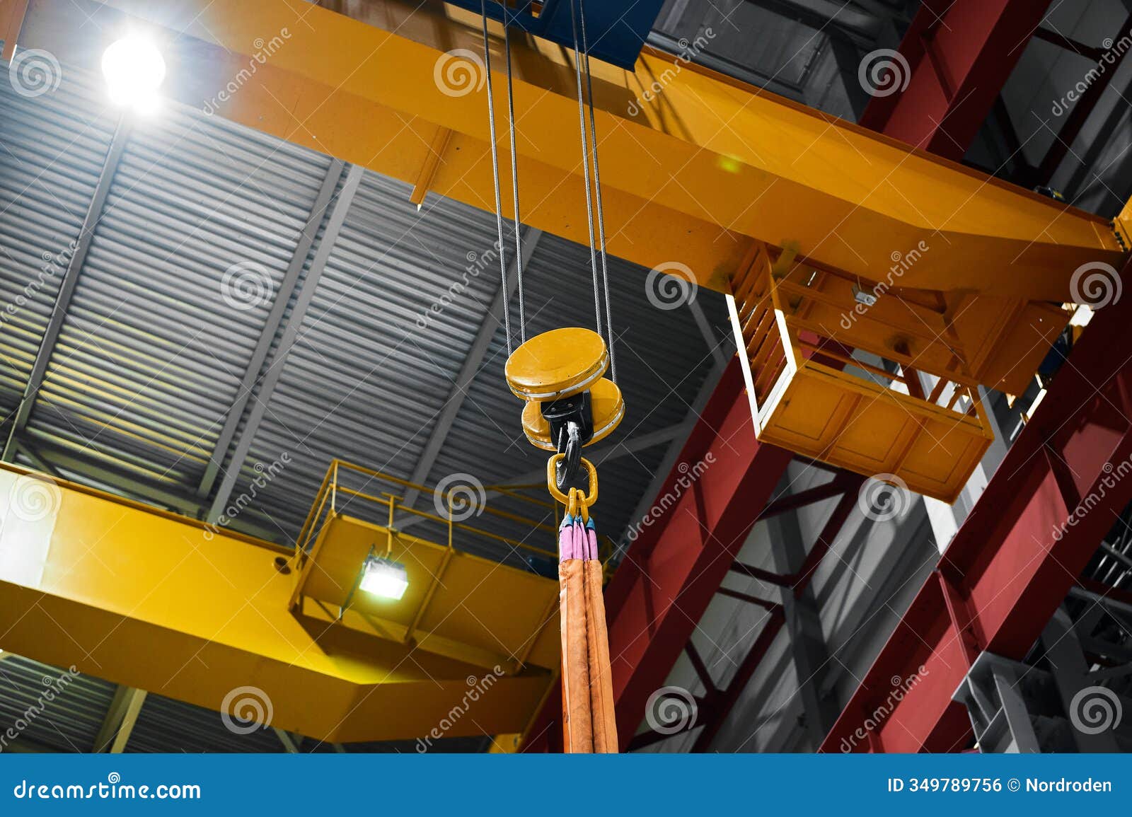 Hook Assembly with Rigging and Strops of Moving Crane Stock Photo ...