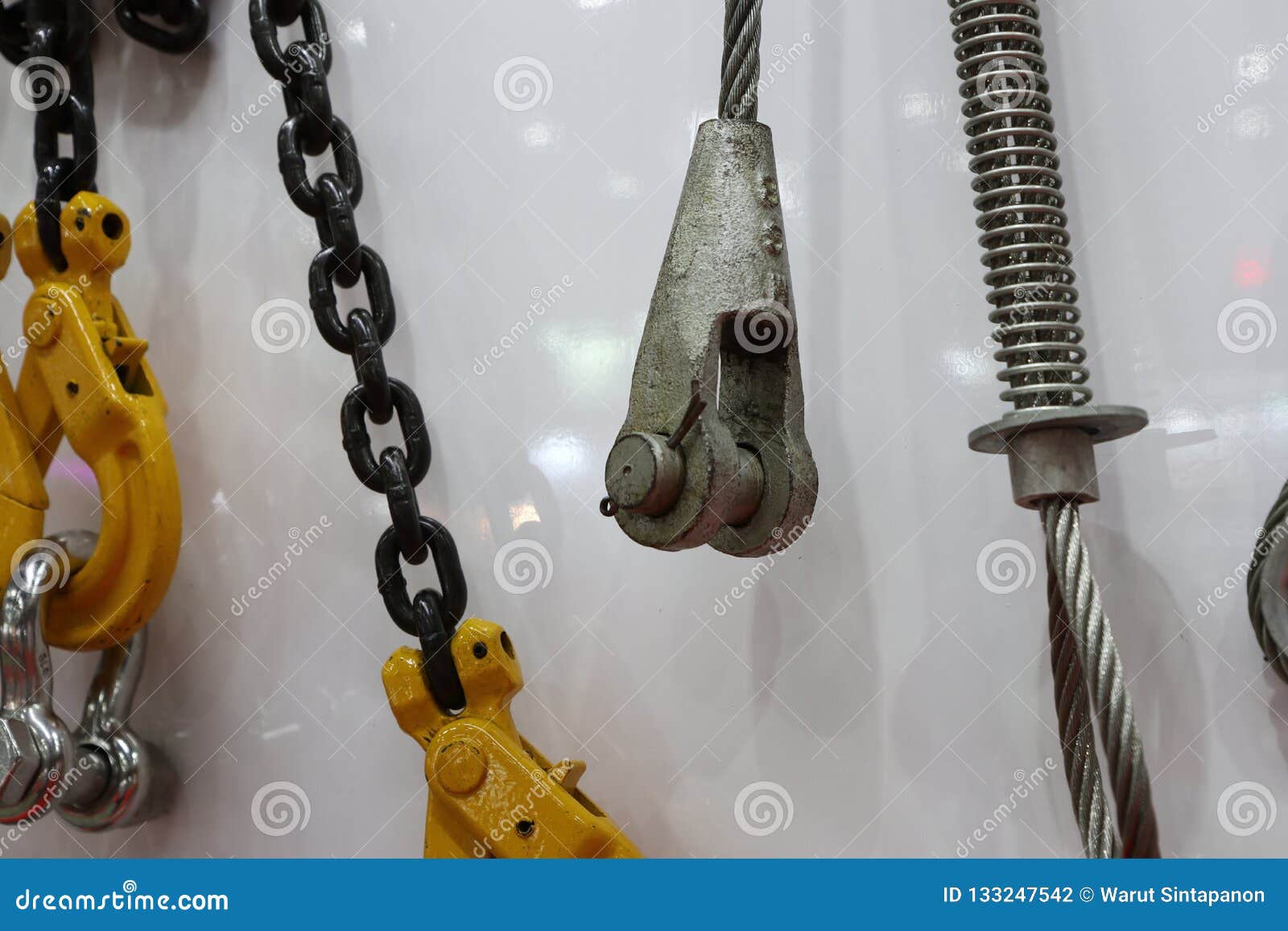 Hook , Chain and Steel Wire Stock Photo - Image of industrial, large ...