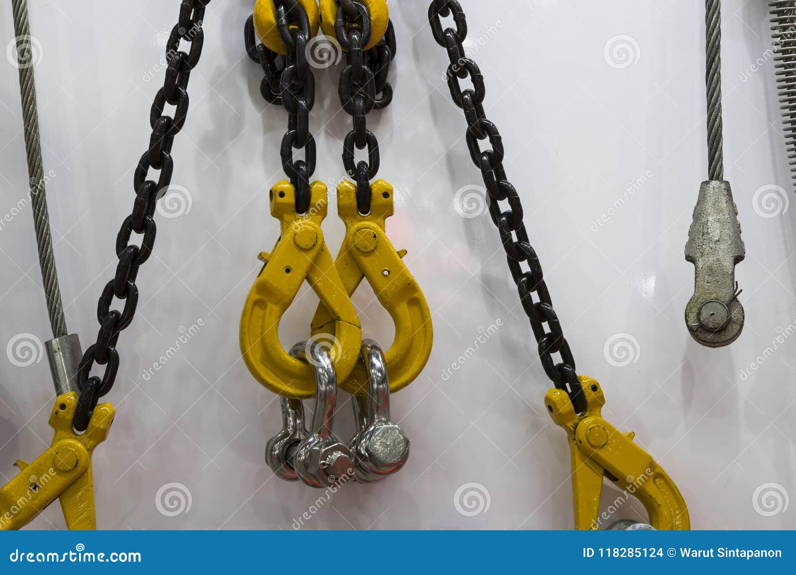Hook , Chain and Steel Wire Stock Photo - Image of cargo, iron: 118285124