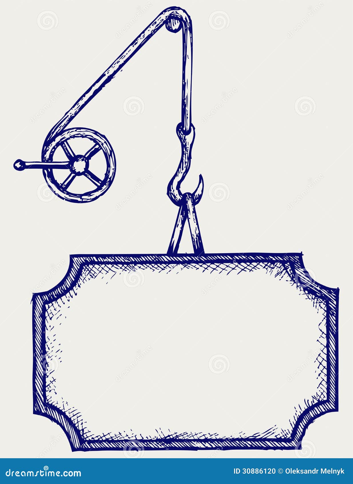 Hook of a crane and banner stock vector. Illustration of background ...