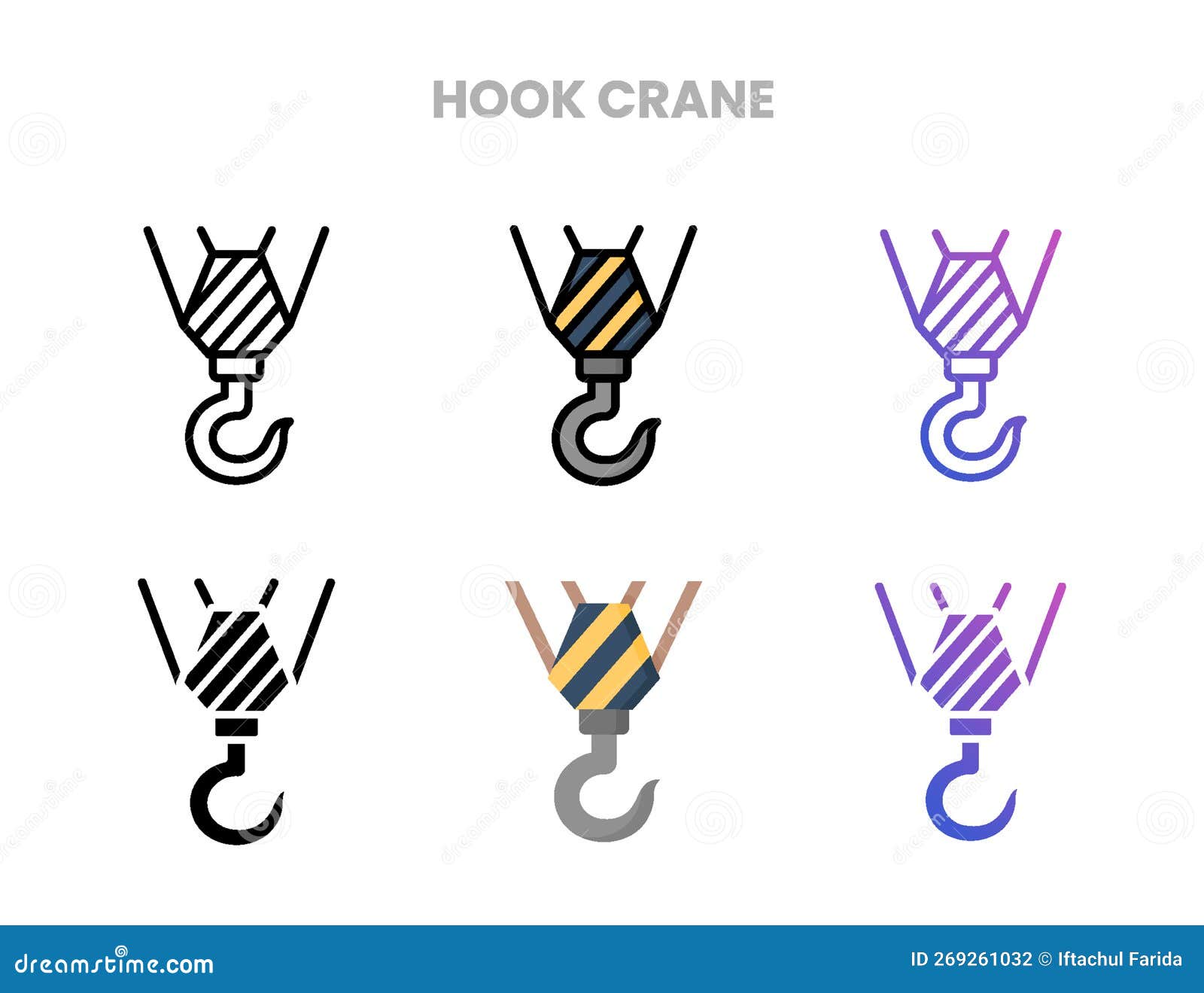 Hook Crane Icons Set with Different Styles. Stock Vector - Illustration ...