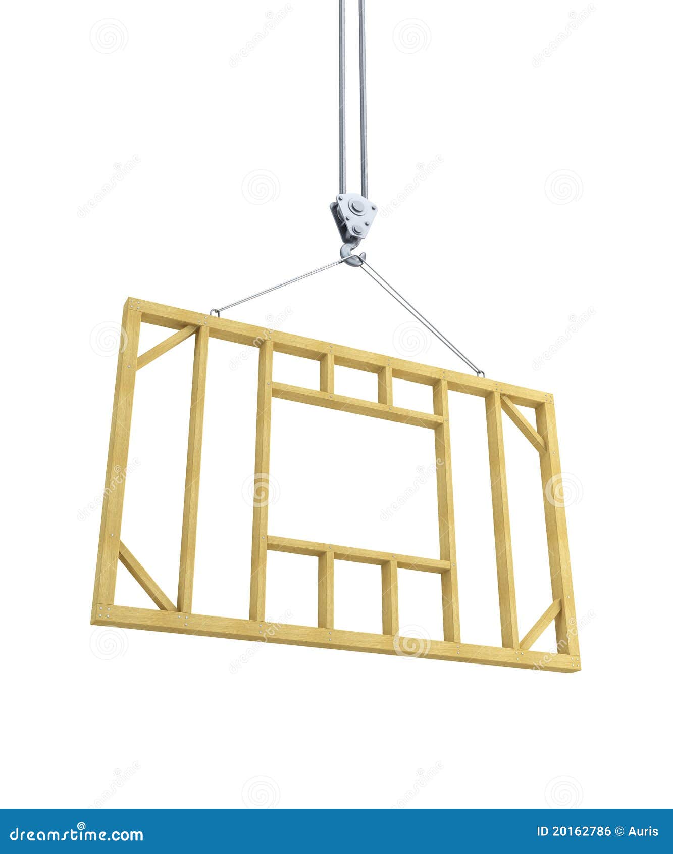 Hook holding wooden frame stock illustration. Illustration of rope ...