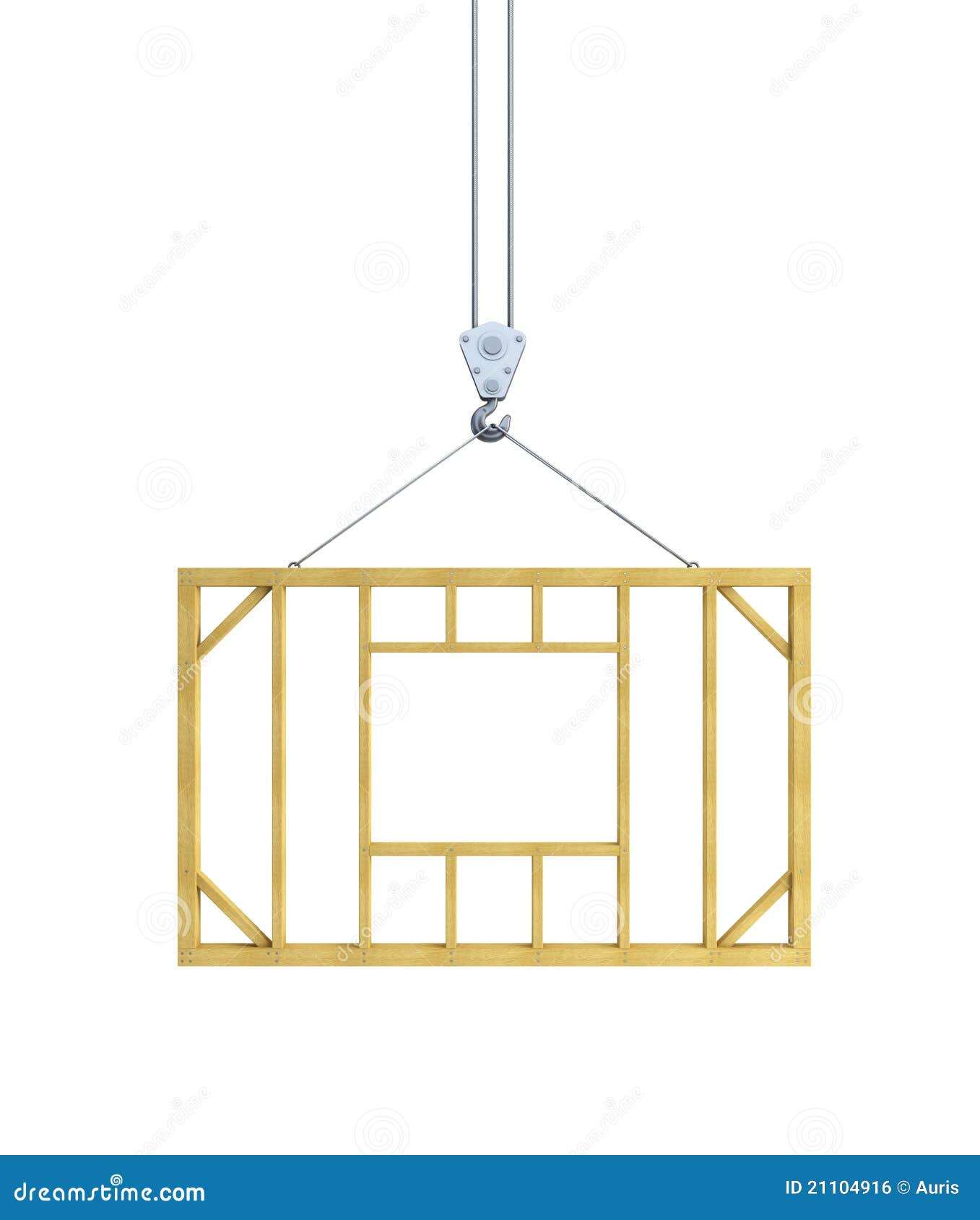 Hook holding wooden frame stock illustration. Illustration of render ...