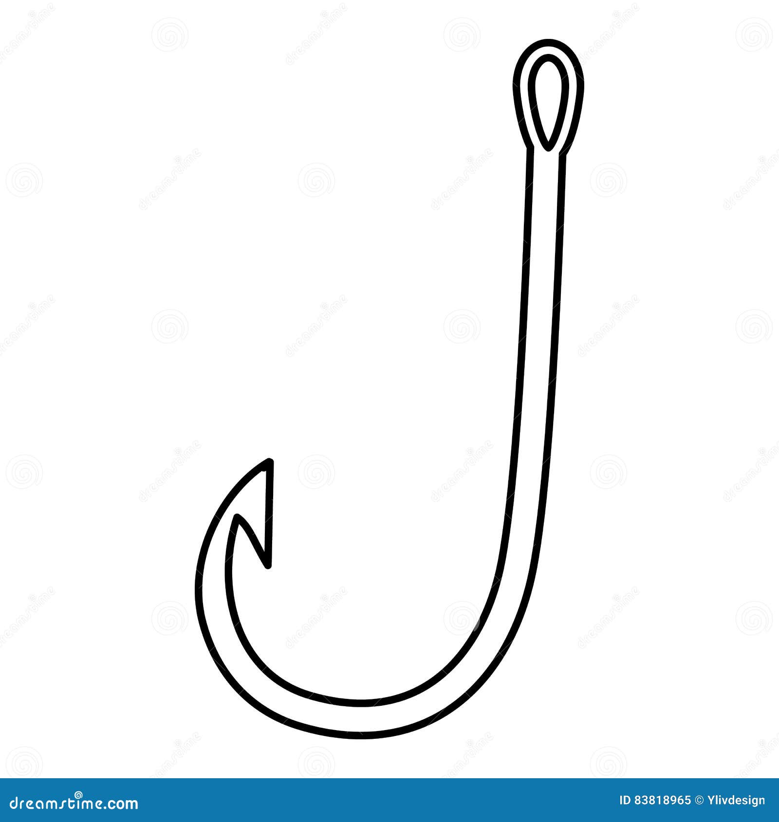Hook icon, outline style stock vector. Illustration of bait - 83818965