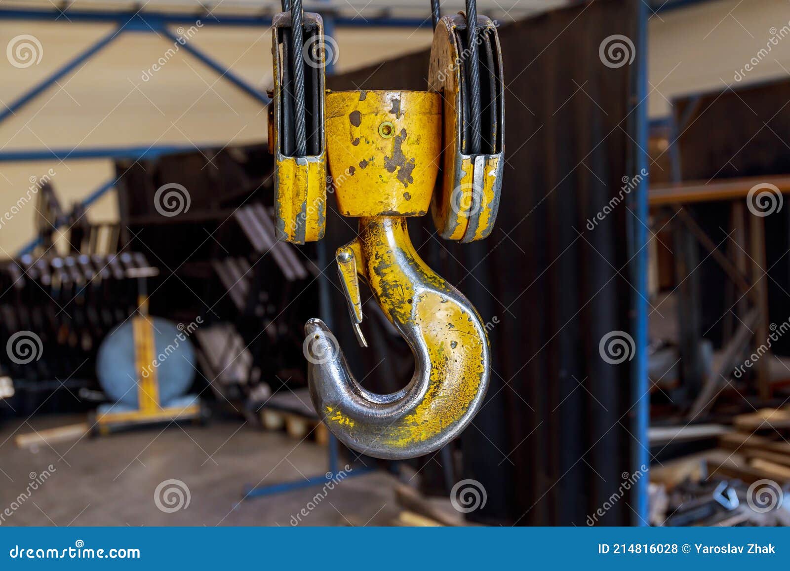 Hook for Industrial Crane. Overhead Crane Hook and Chain Factory Stock ...