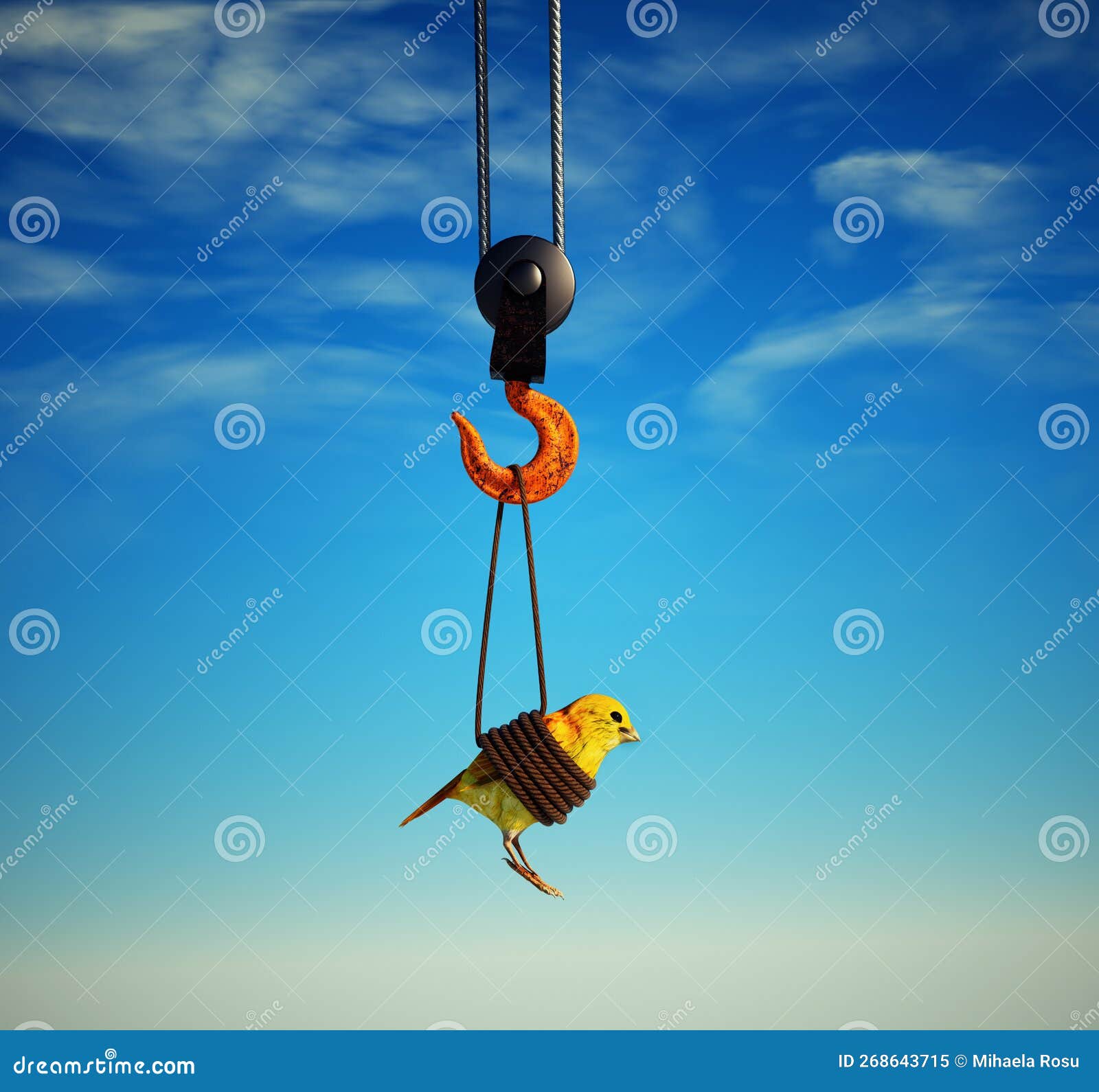Hook Lifting a Bird . Escape and Freedom Concept Stock Illustration ...