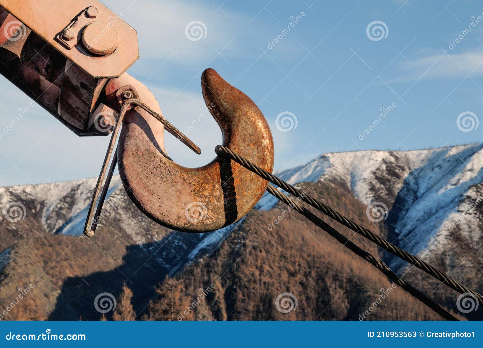 Hook from mobile crane stock image. Image of mountain - 210953563