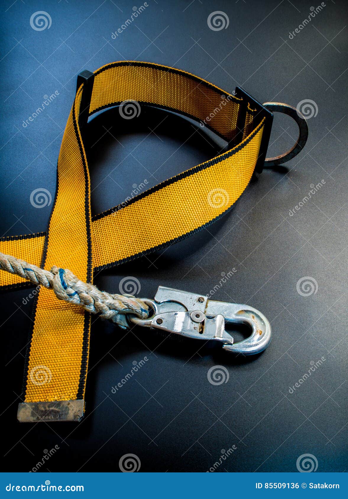 Hook and Rope of Safety Equipment Stock Photo - Image of hook, belt ...