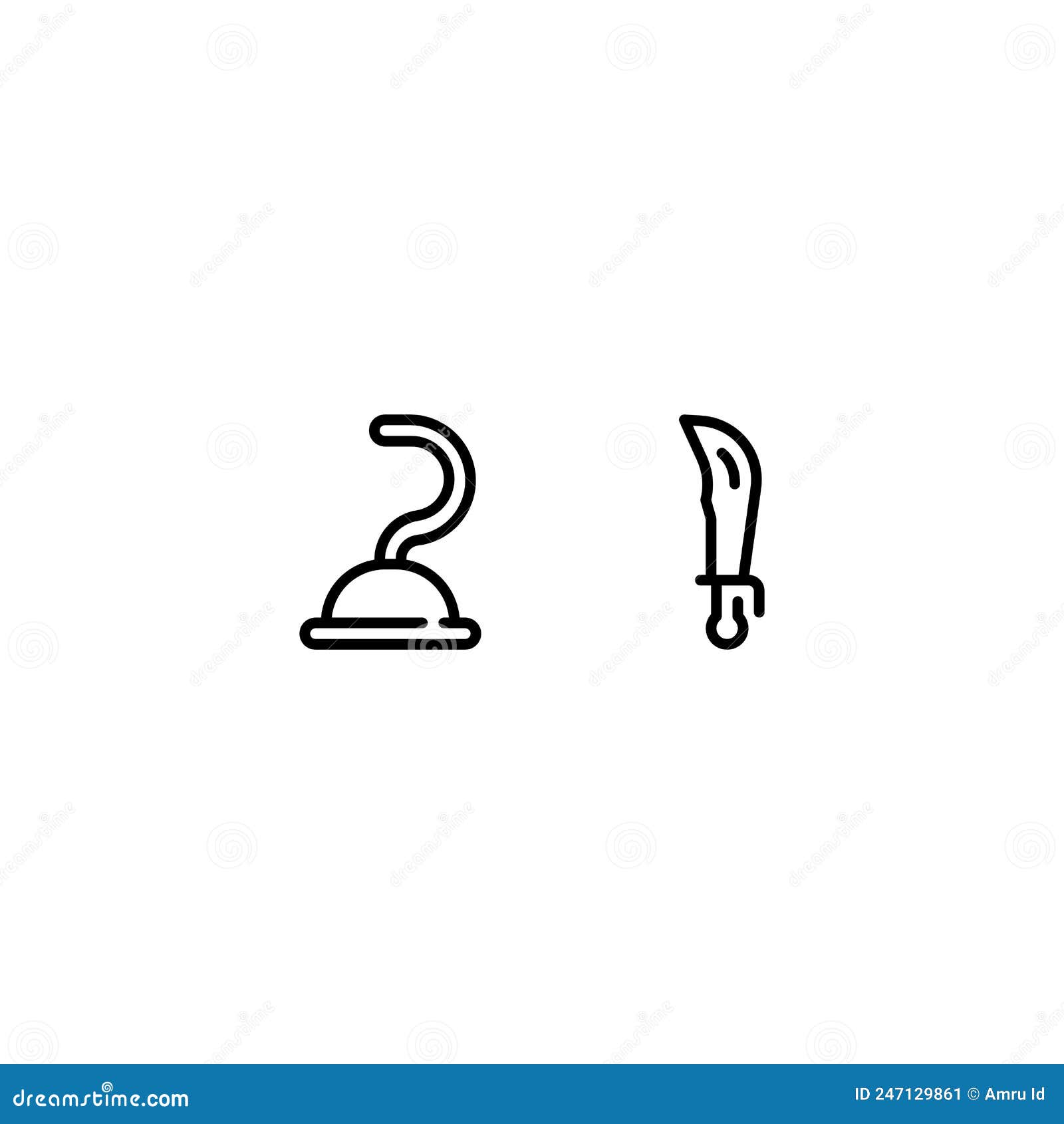 Hook, Sword, Pirate, Weapon Outline Icon, Logo, and Illustration Stock ...