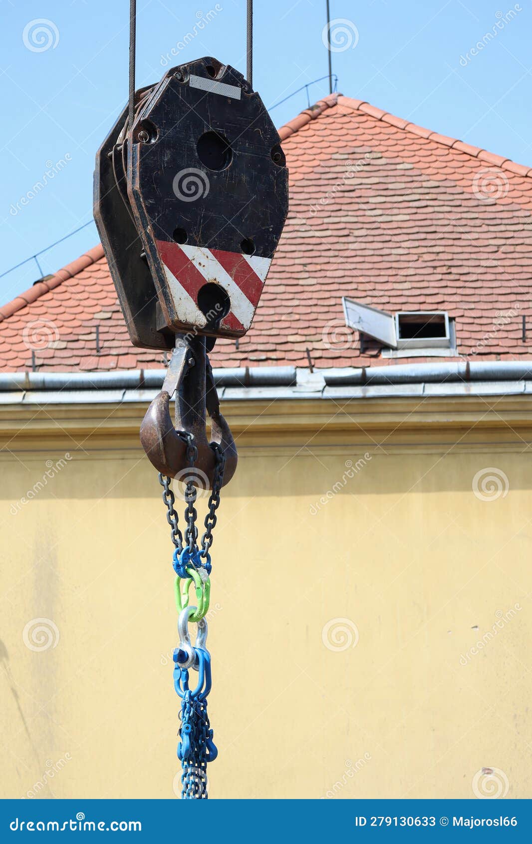 Hook of a Tower Crane in Front of a Building Stock Image - Image of ...