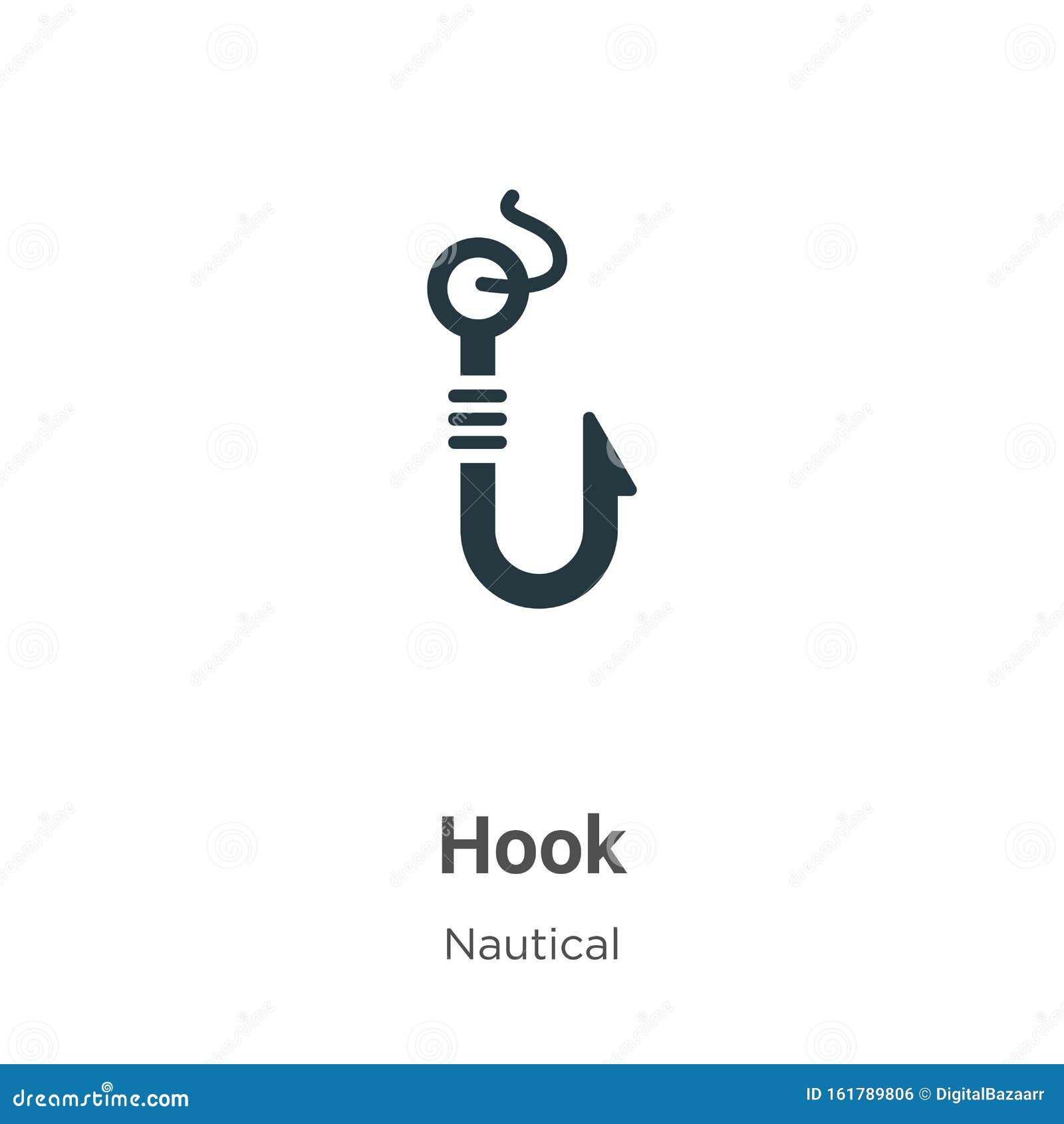 Hook Vector Icon on White Background. Flat Vector Hook Icon Symbol Sign ...