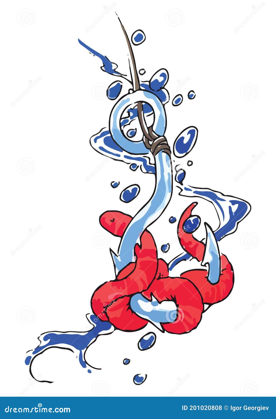 Hook and Worm Tattoo. Set of Labels and Elements. Vector Set ...