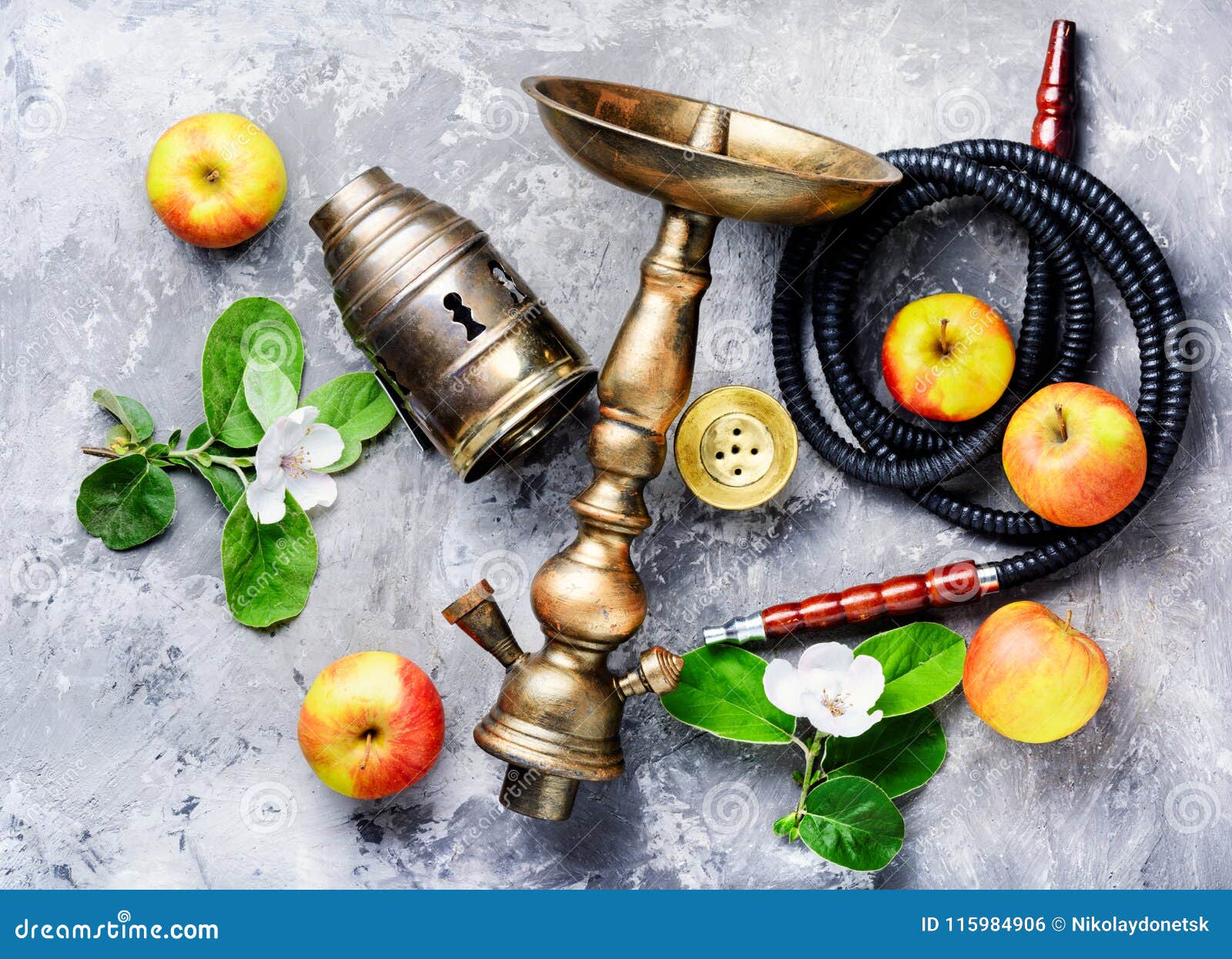 Hookah with apple stock photo. Image of east, arabia - 115984906