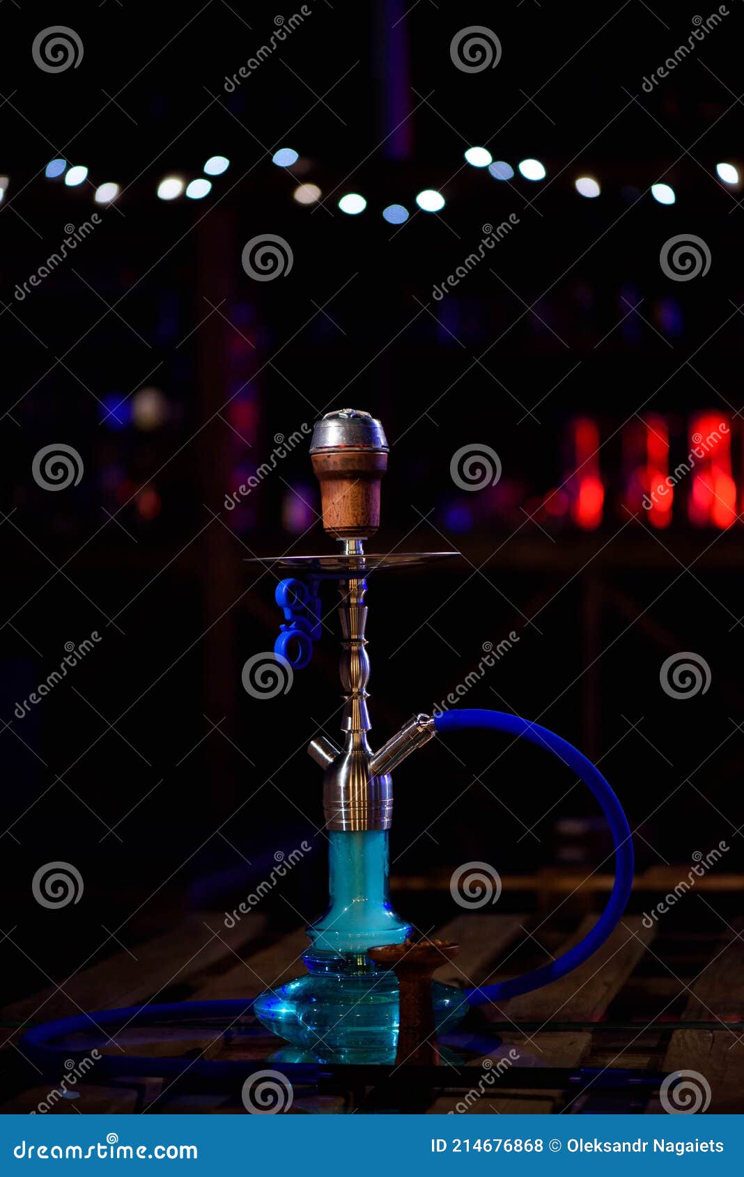 Hookah on the Background of a Bar, Light, Smoke, Smog Stock Photo ...