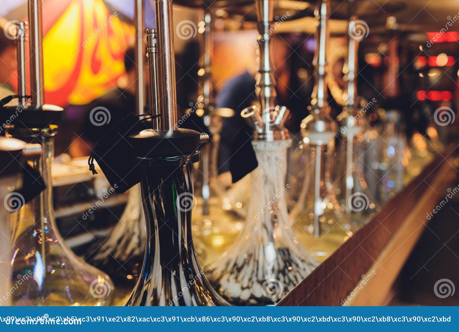 The Hookah on the Bar Counter in a Cafe. Stock Image - Image of color ...