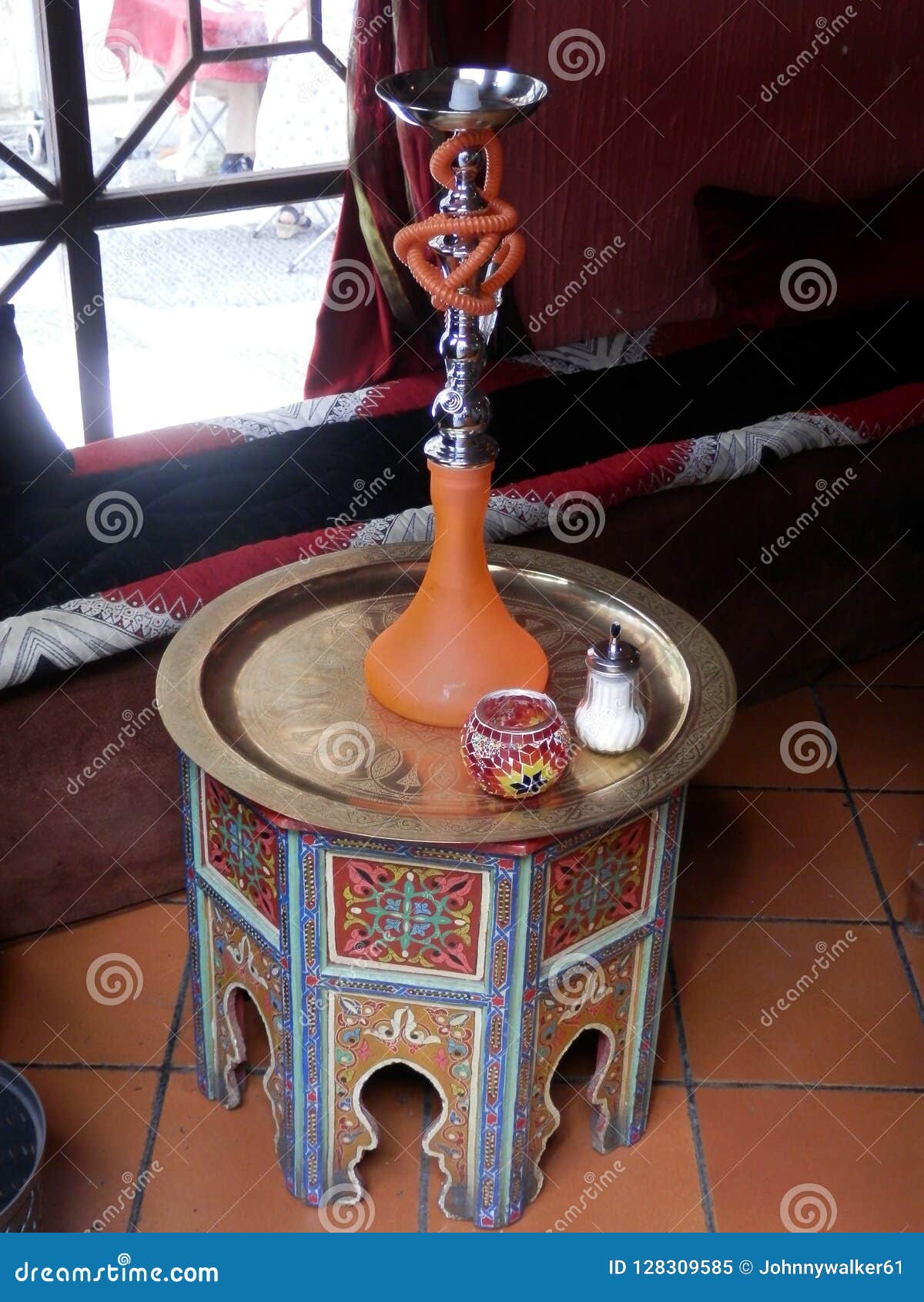 Hookah on Decorative Arabic Table Stock Image - Image of tobacco ...