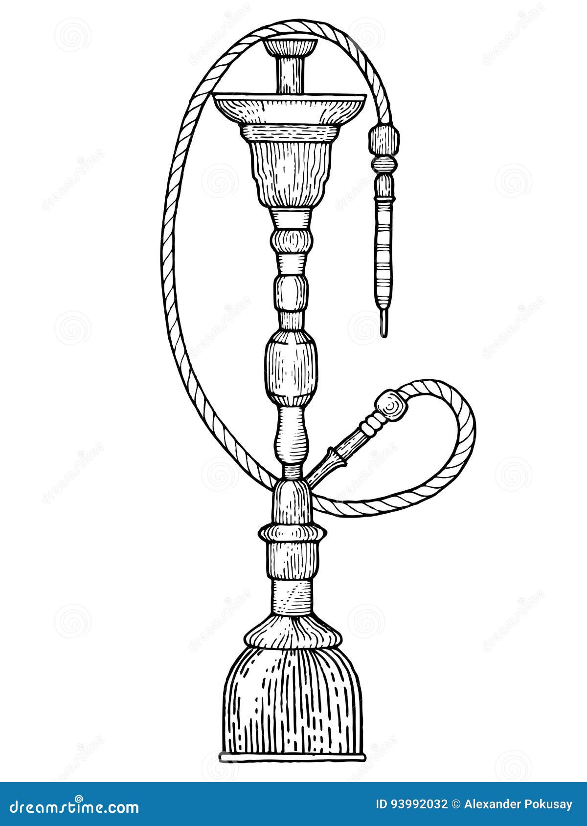 Hookah Engraving Style Vector Illustration Stock Vector - Illustration ...