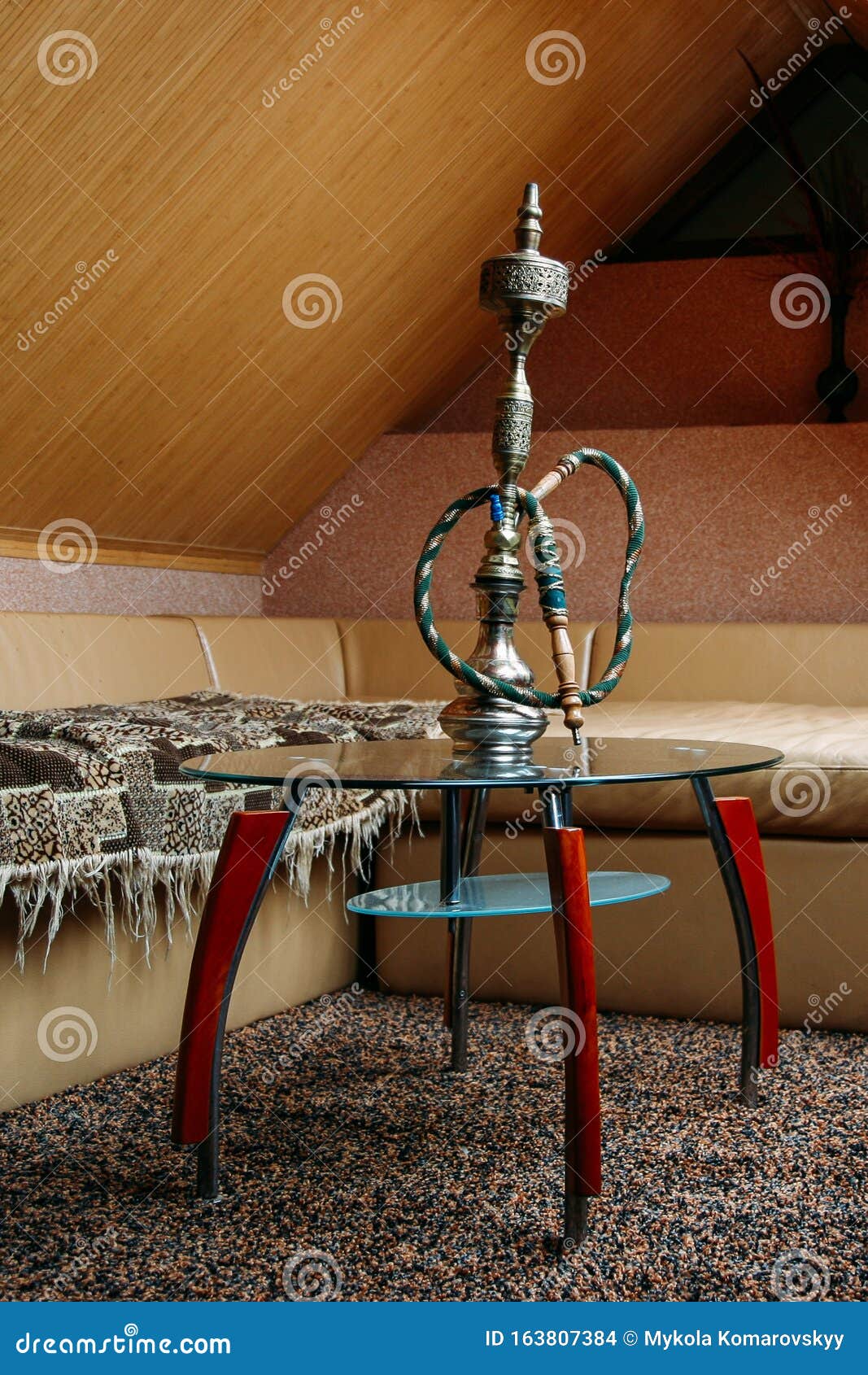 Hookah on a Glass Table in Room Stock Photo - Image of dependence ...