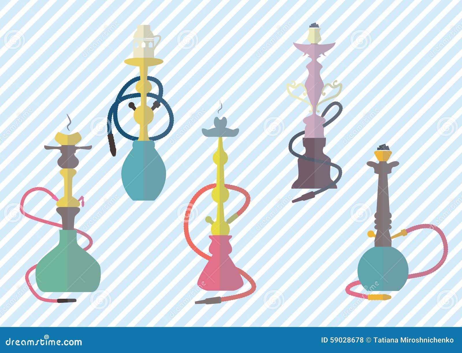 Hookah Icons Colorful Set Vector Illustration Stock Vector ...