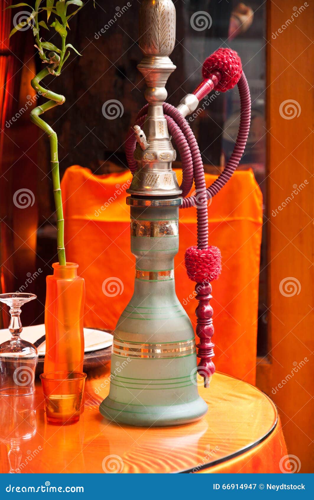 Hookah on a Indian Restaurant Table Stock Image - Image of indian ...
