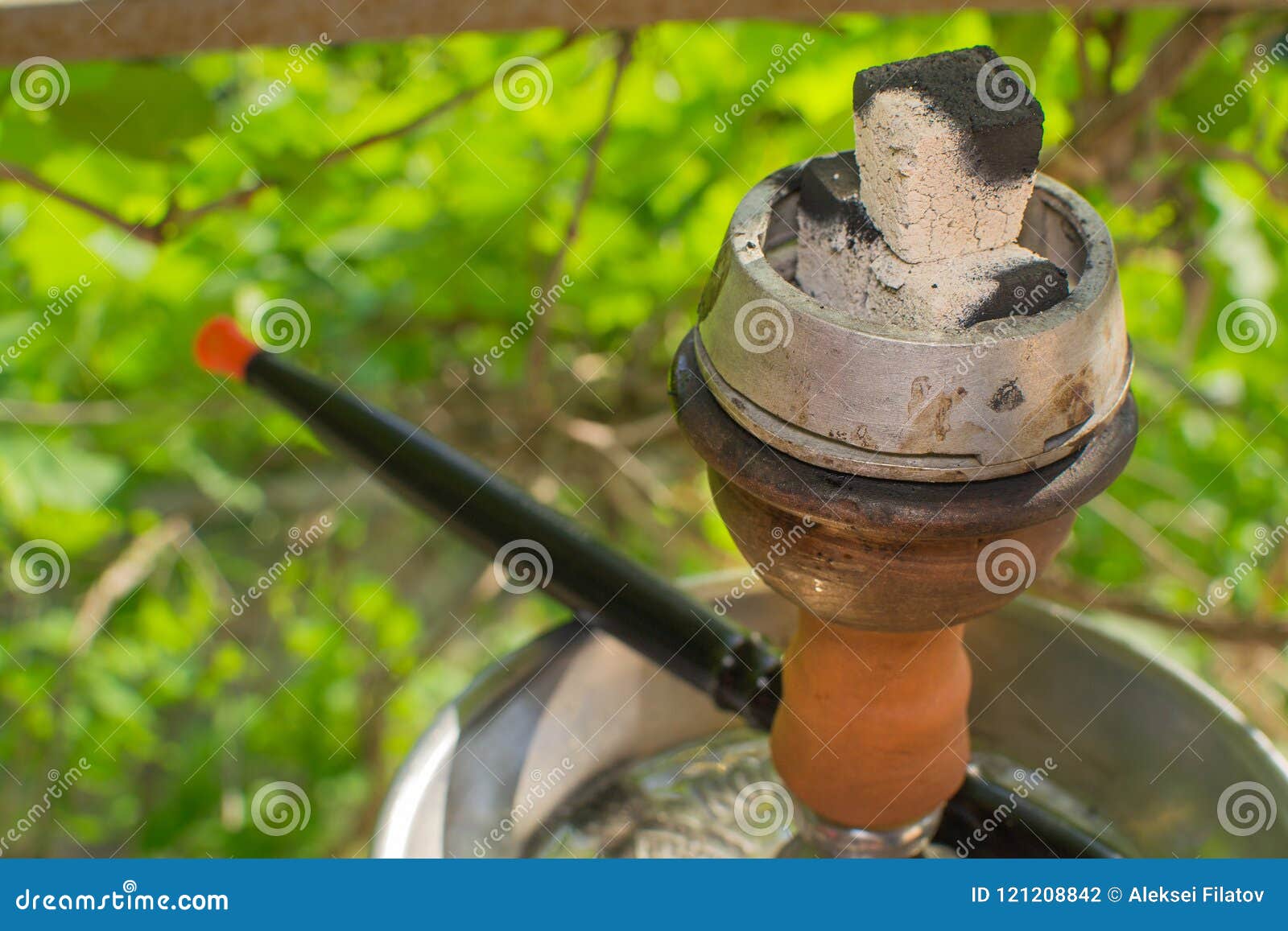 Hookah in nature stock photo. Image of background, nature - 121208842