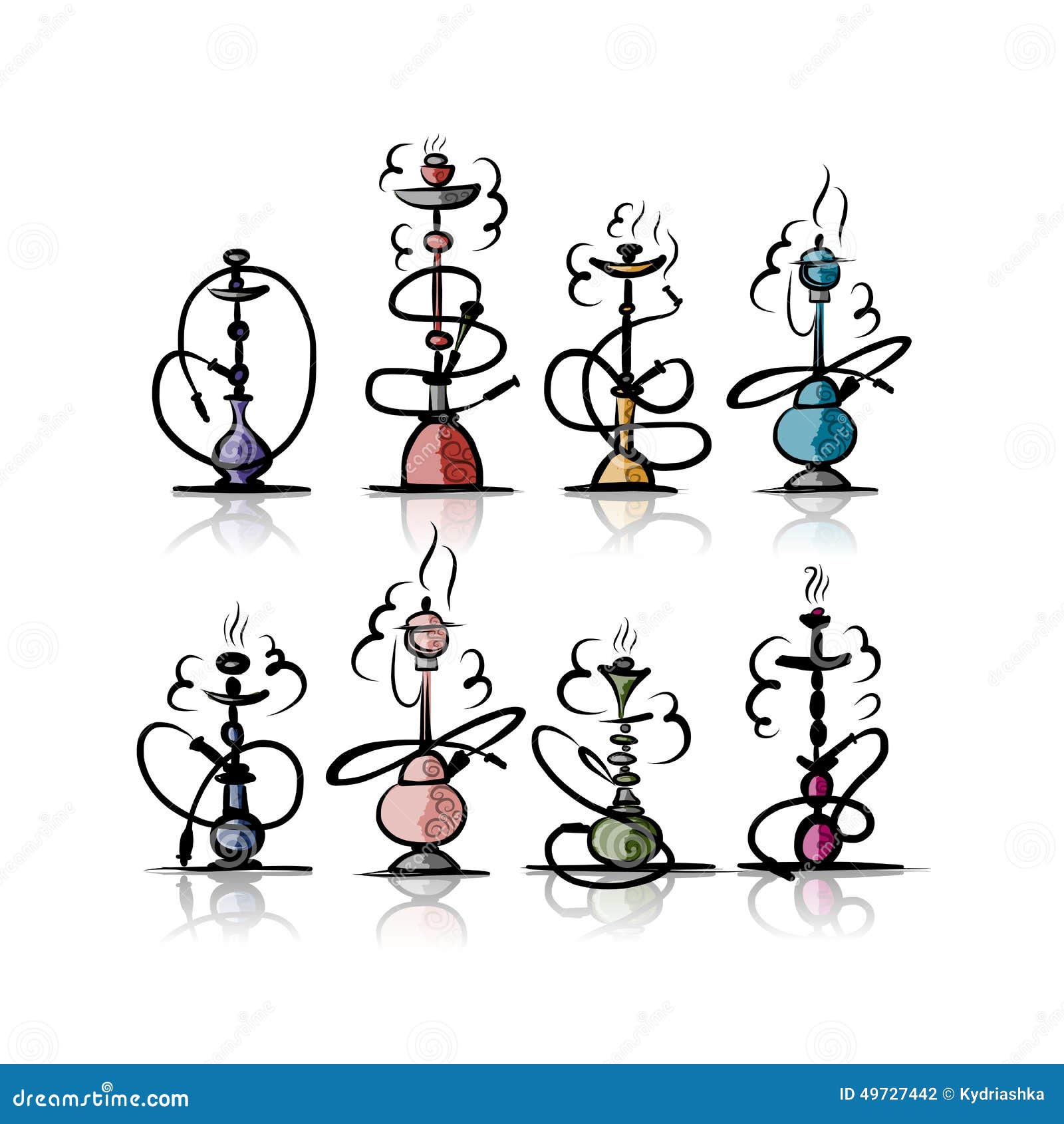 Hookah Set, Sketch for Your Design Stock Vector - Illustration of ...