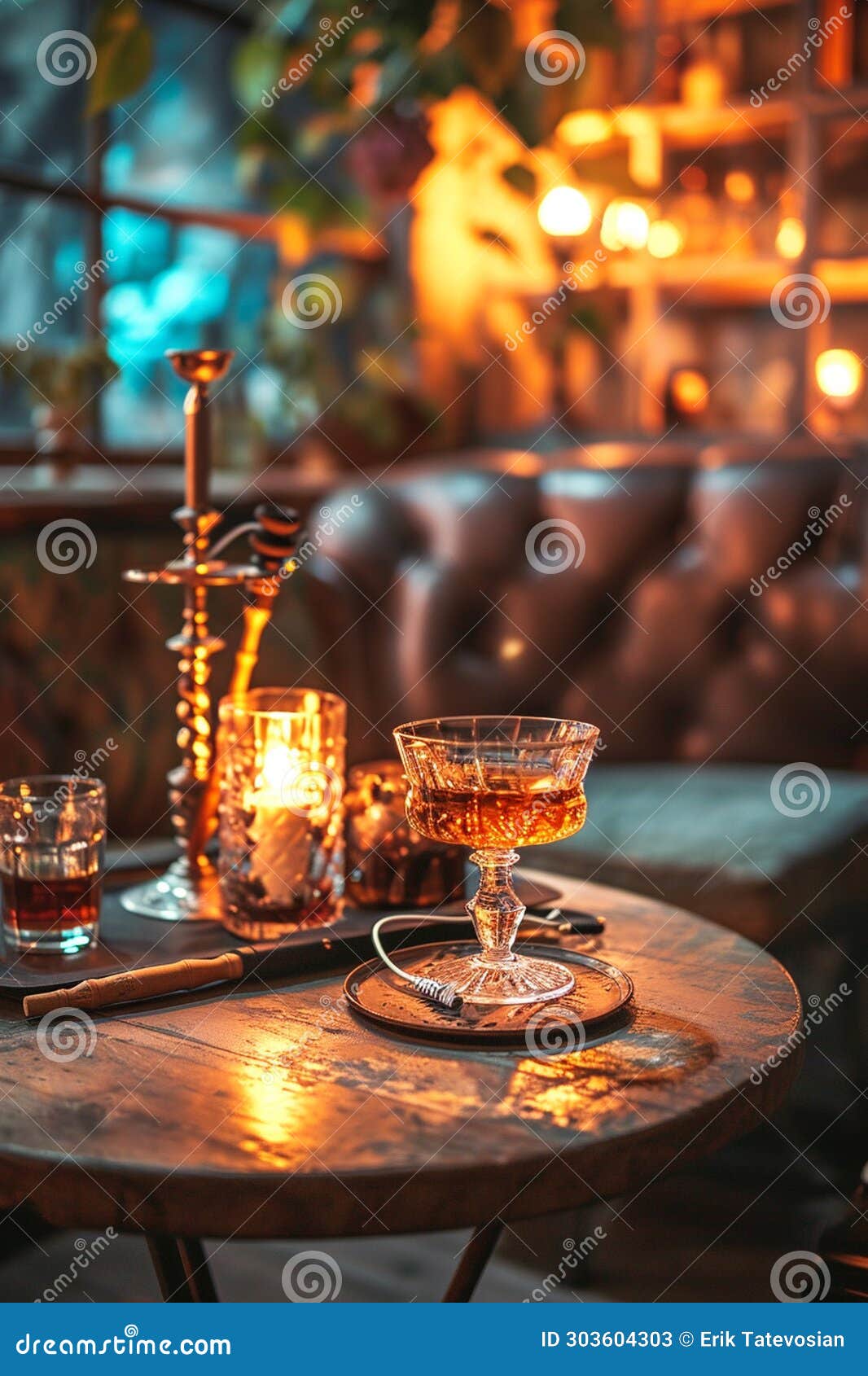 Hookah on the Table at the Bar. Selective Focus Stock Image - Image of ...