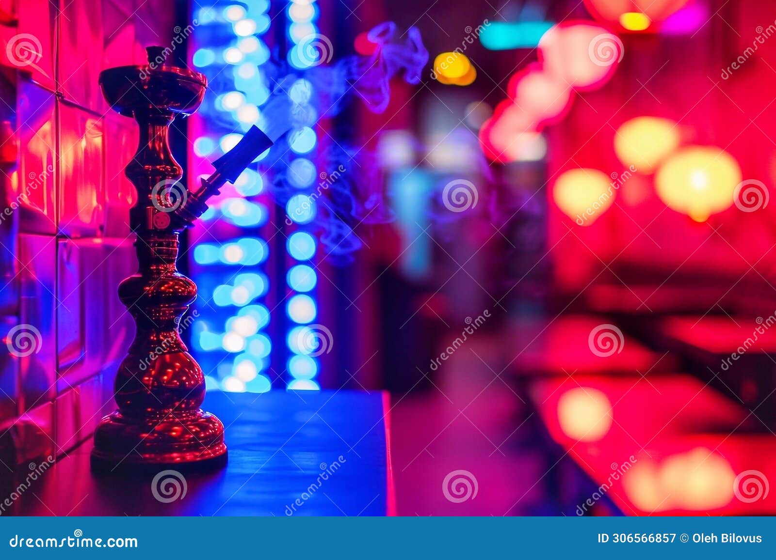 A Hookah on a Table in a Night Club Stock Illustration - Illustration ...