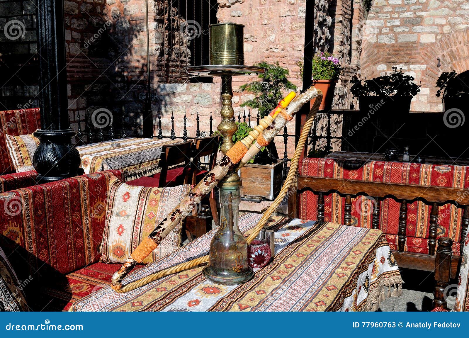 Hookah on the Table at an Outdoor Cafe Stock Image - Image of leisure ...