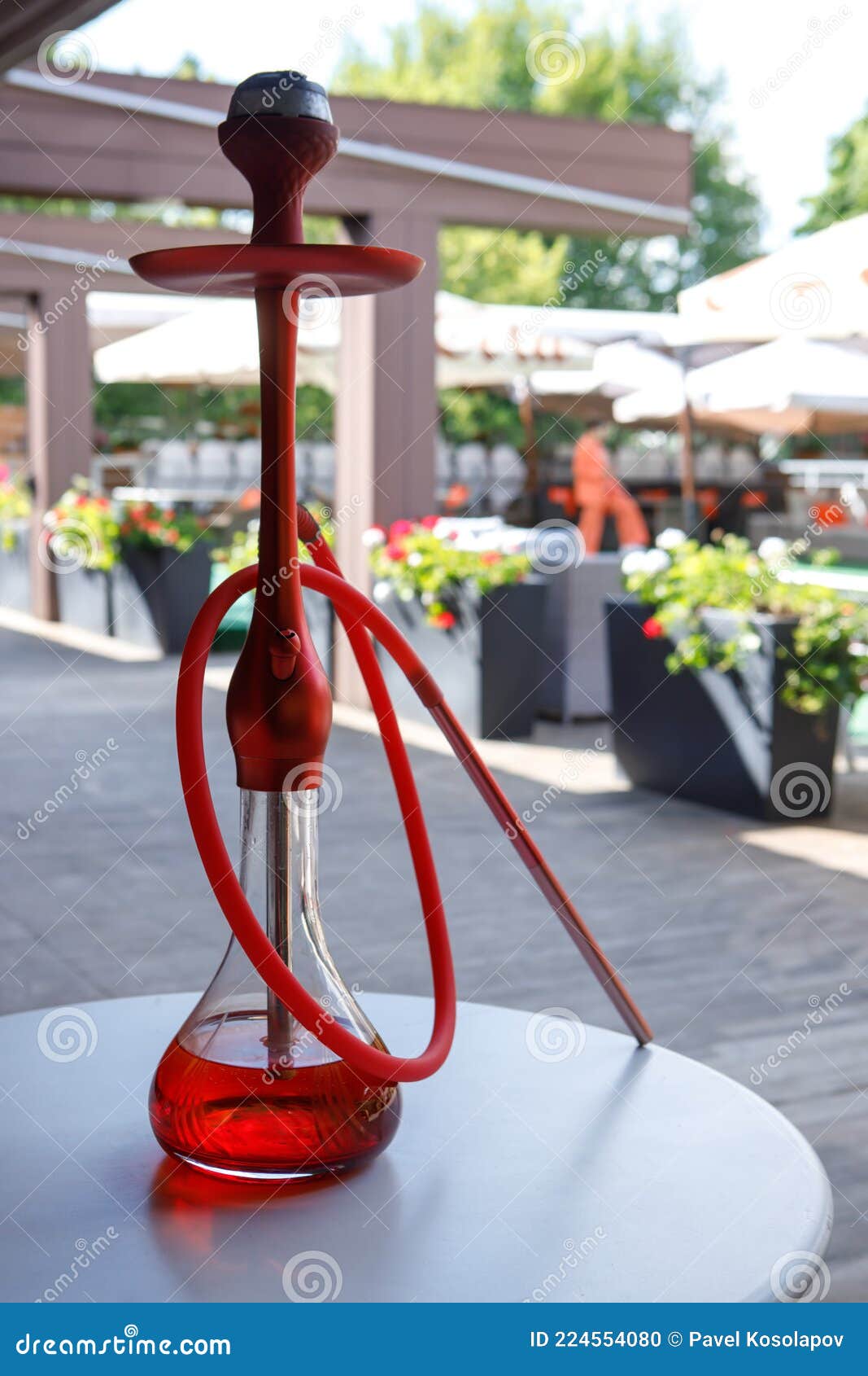 The Hookah is on a Table in a Summer Cafe Stock Photo - Image of ...