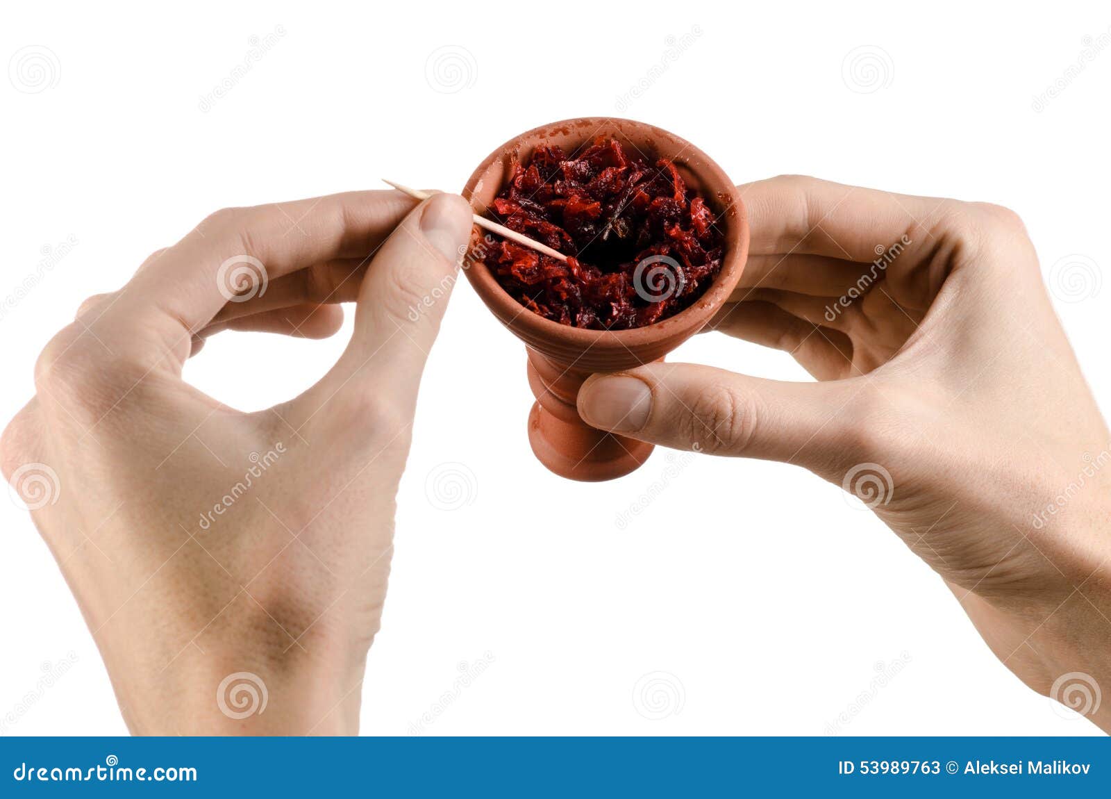 Hookah Topic: Bartender Holding a Clay Bowl with Tobacco for Hookah ...