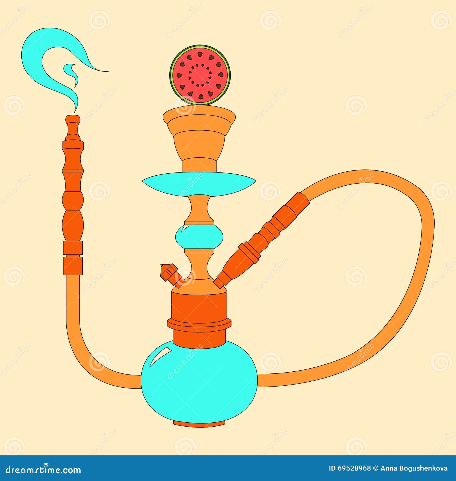 Hookah Vector Color Illustration with Fruit Stock Vector - Illustration ...