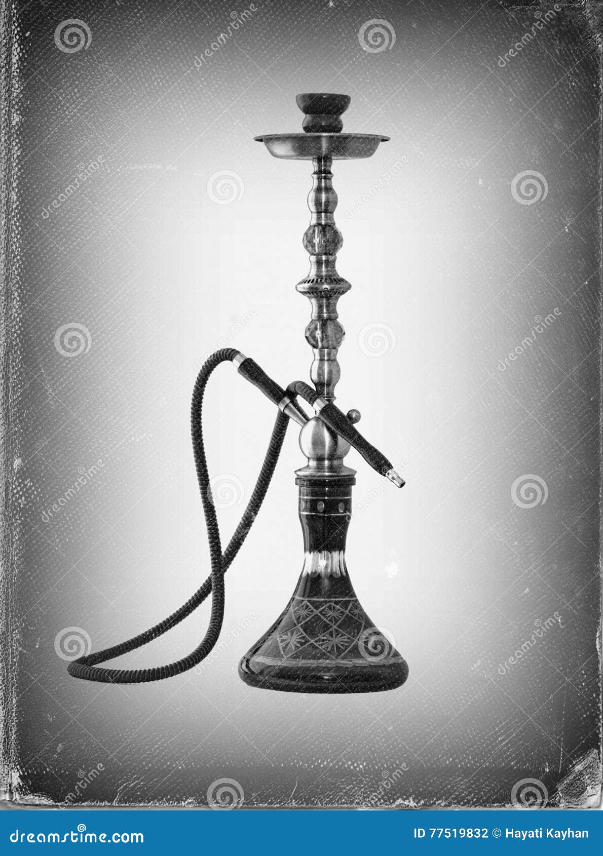 Hookah ( Water Pipe ). Old and Worn Photo Paper Effect. Stock Photo ...