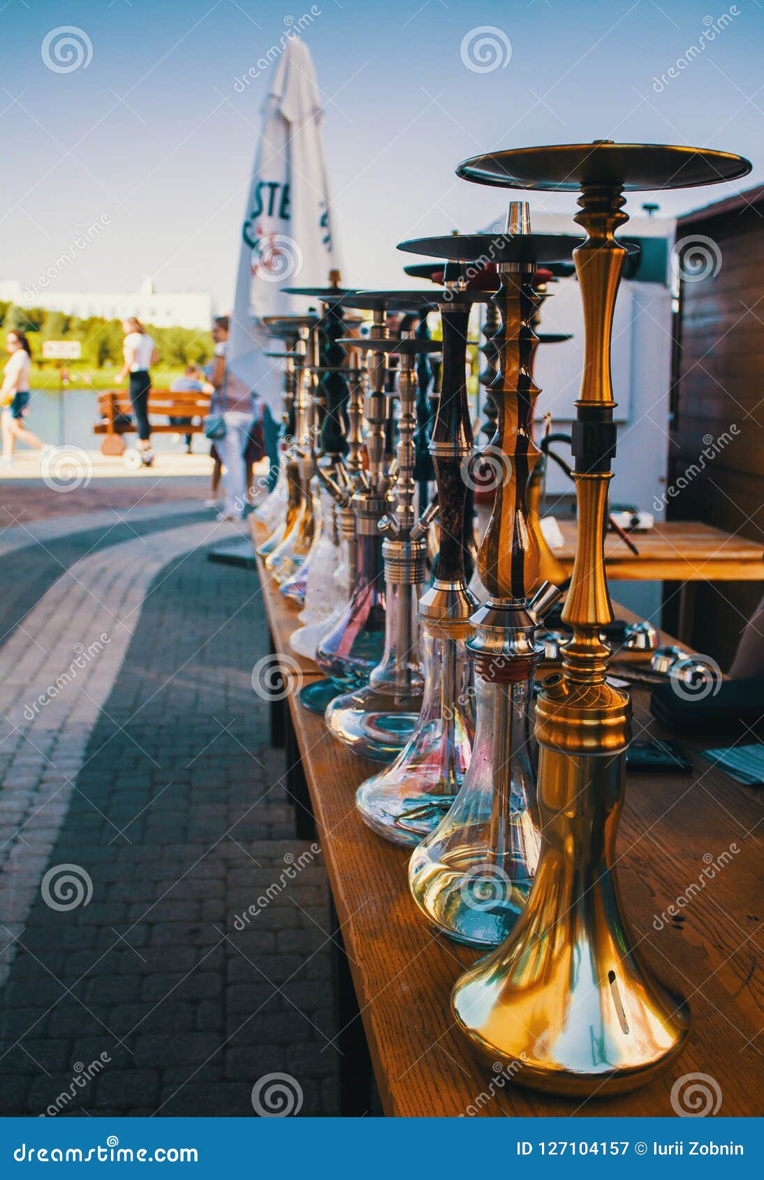 Hookahs are Standing on the Street on a Table Stock Image - Image of ...