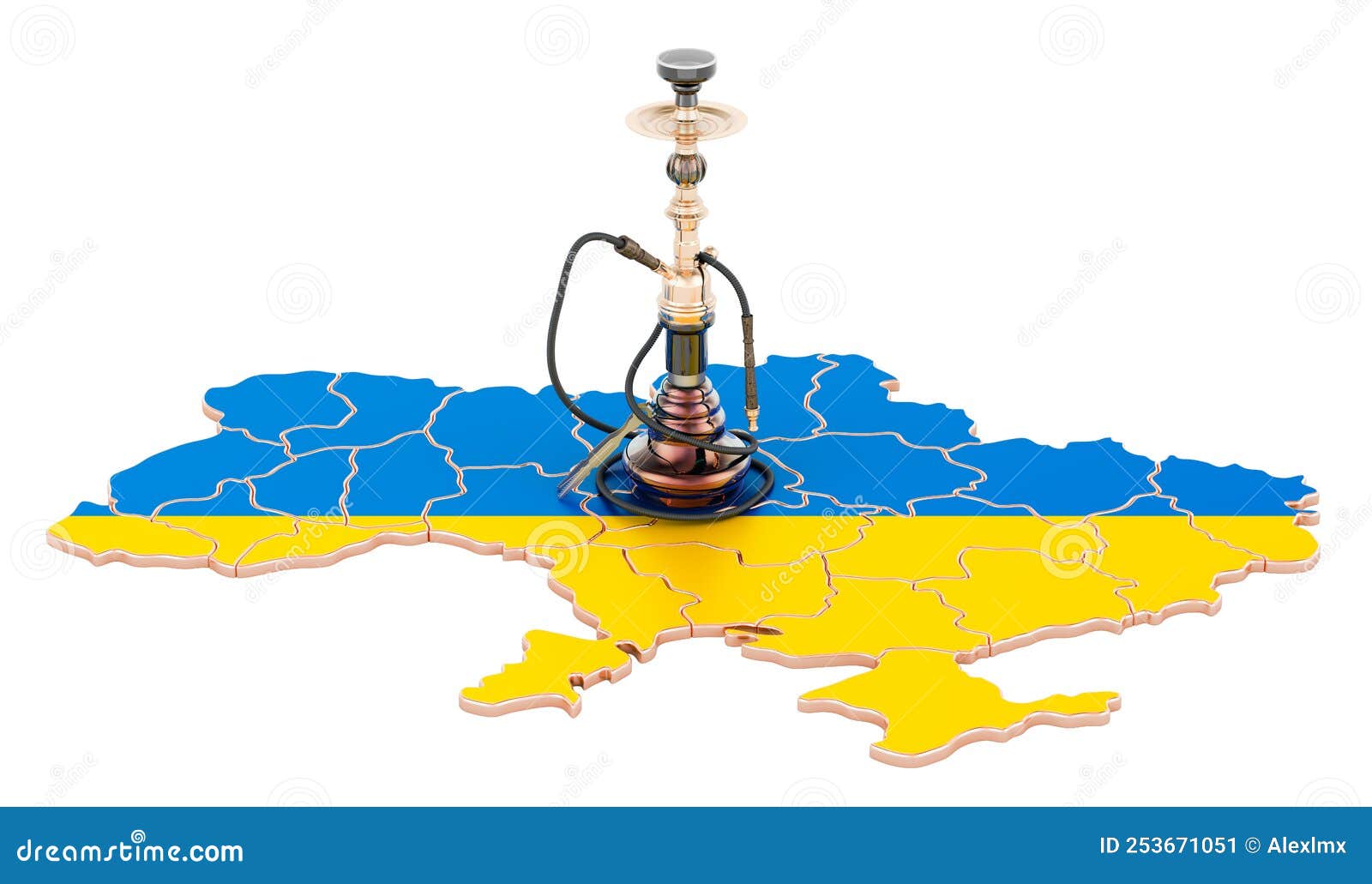 Hookan on Ukrainian Map, 3D Rendering Stock Illustration - Illustration ...