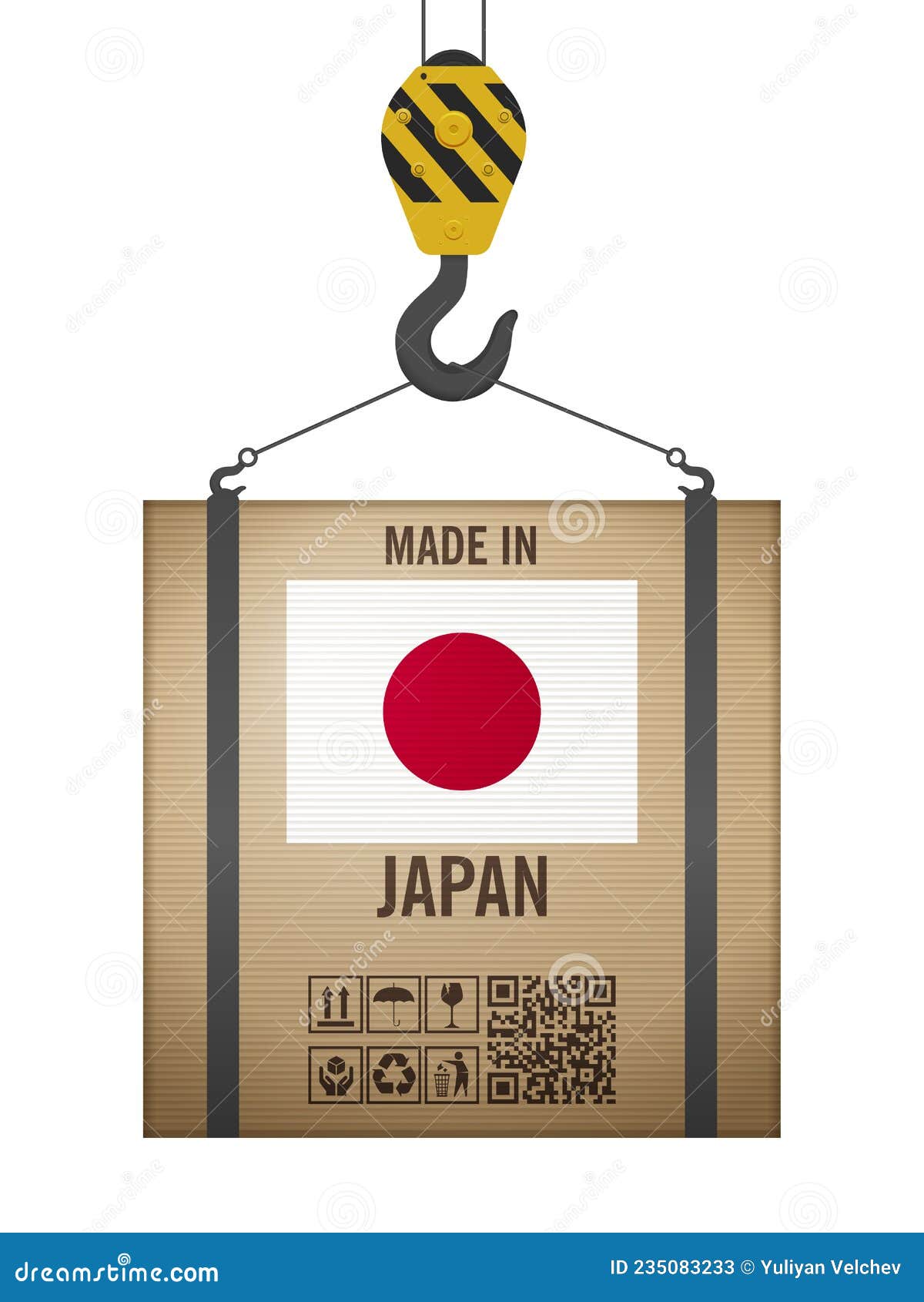 Hooked Cardboard Box Made in Japan Stock Vector - Illustration of ...