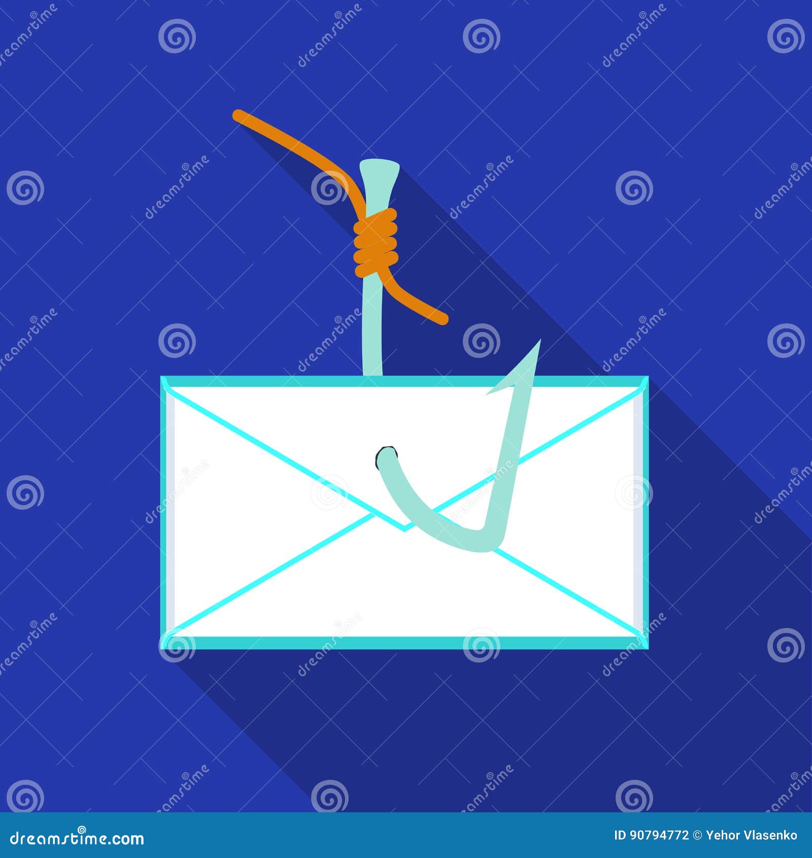 Hooked E-mail Icon in Flat Style Isolated on White Background. Hackers ...