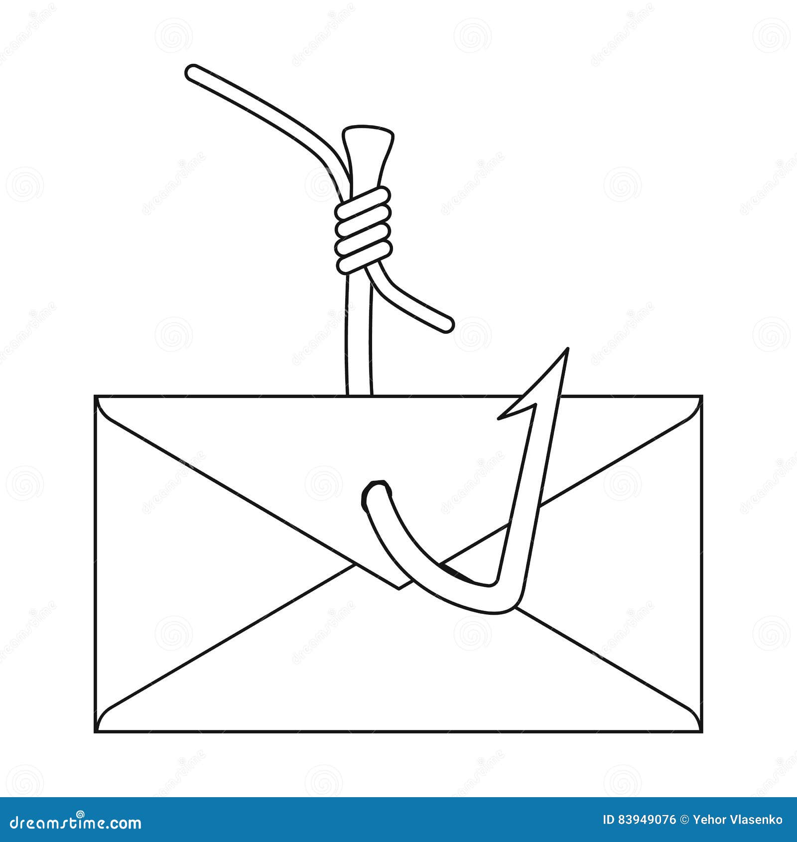 Hooked E Mail Icon In Outline Style Isolated On White Background Stock Vector Illustration Of