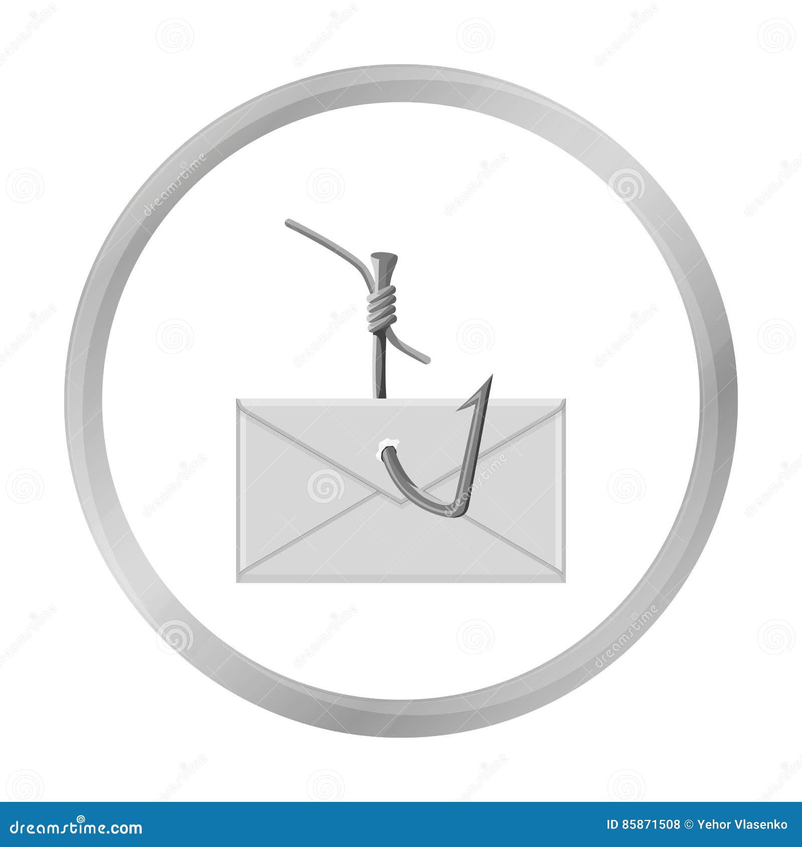Hooked E Mail Icon In Outline Style Isolated On White Background Hackers And Hacking Symbol