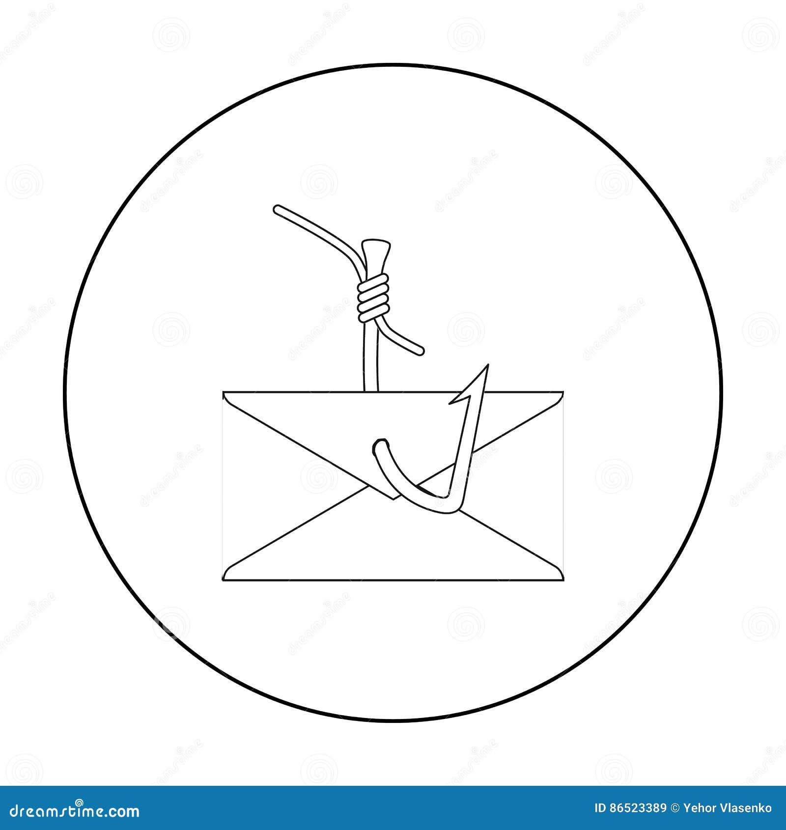 Hooked E Mail Icon In Outline Style Isolated On White Background Hackers And Hacking Symbol