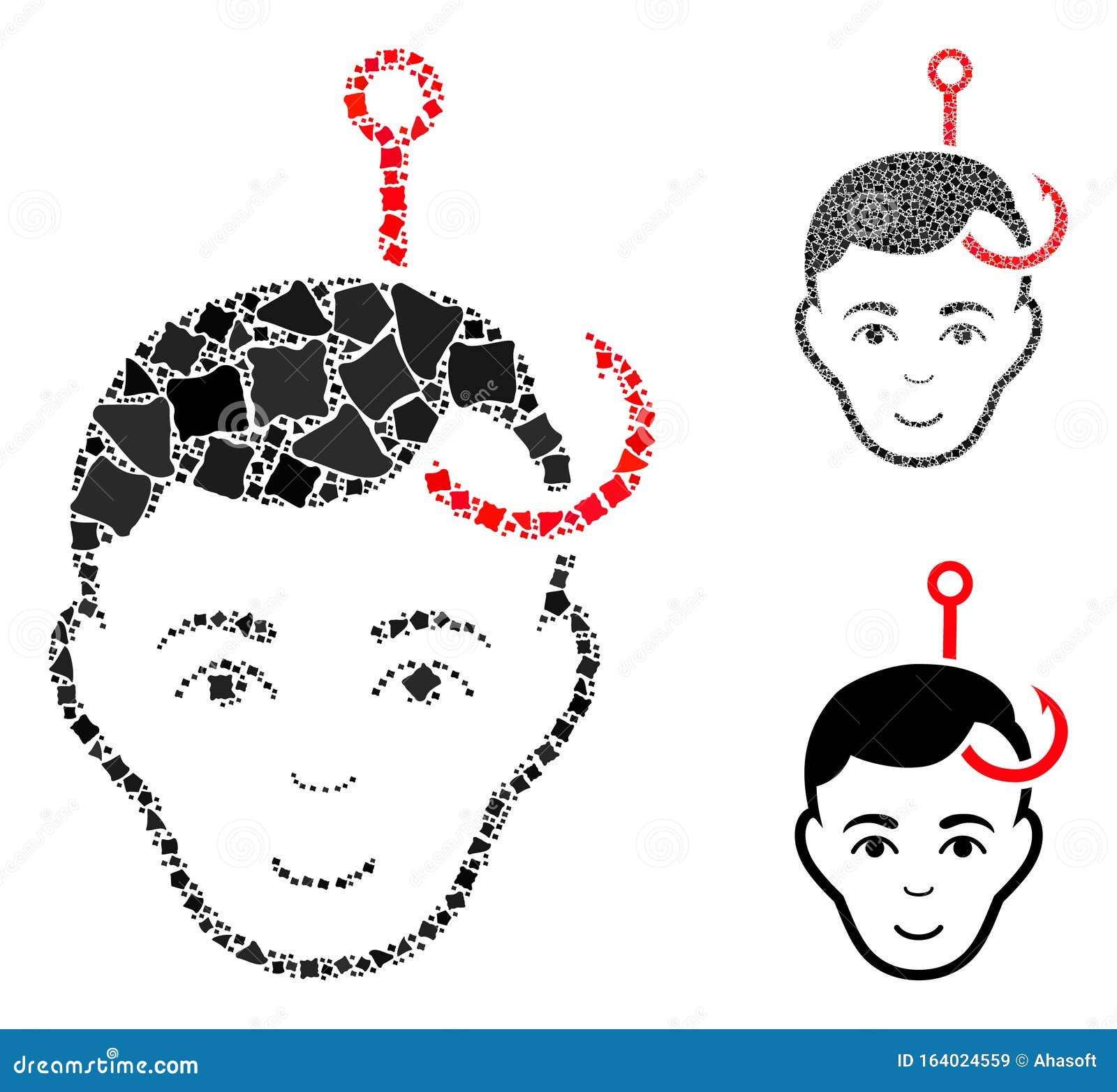Hooked Man Head Mosaic Icon of Raggy Items Stock Vector - Illustration ...