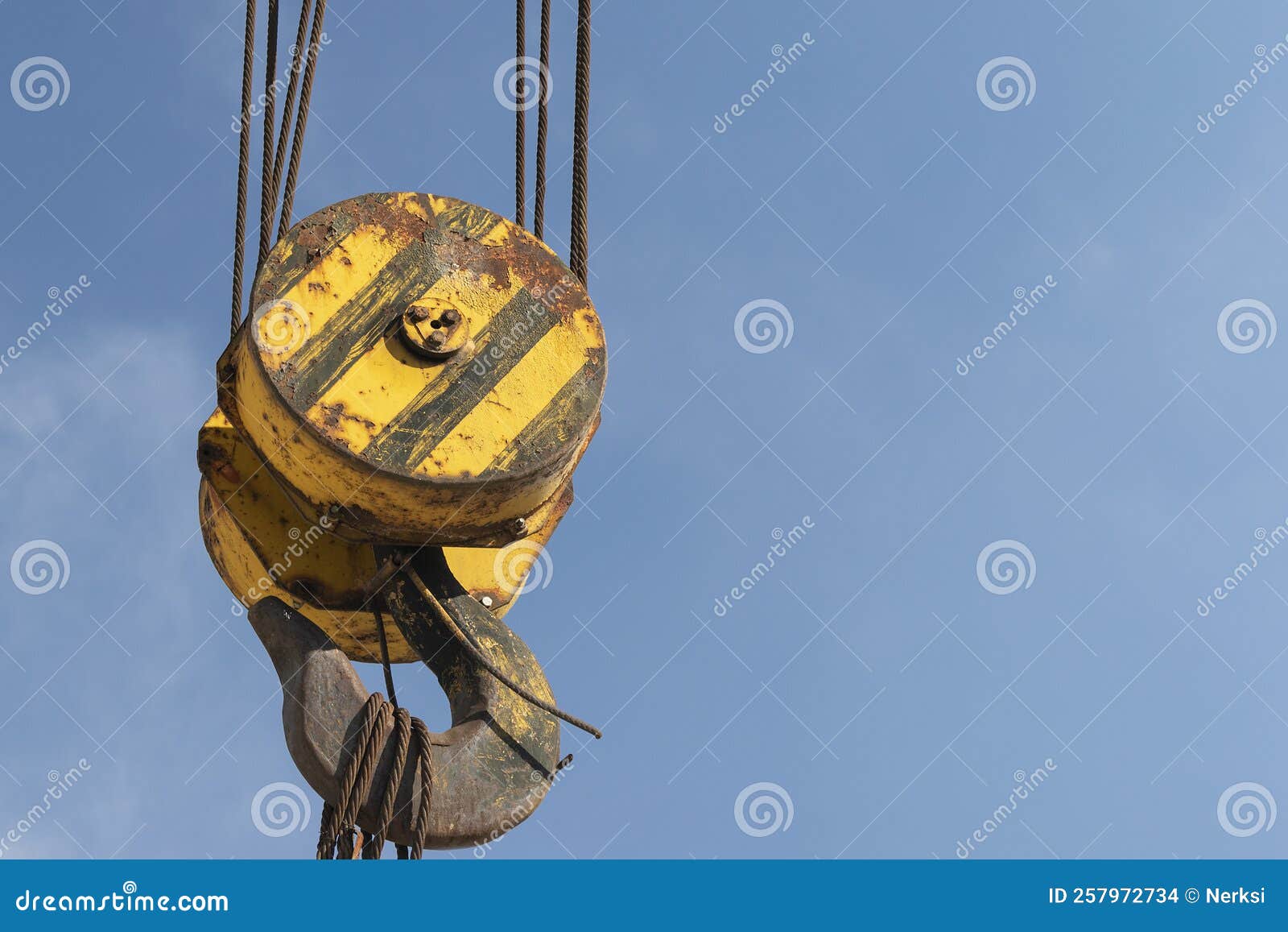 Hooks of the Big Lifting Crane in the Factory Stock Photo - Image of ...