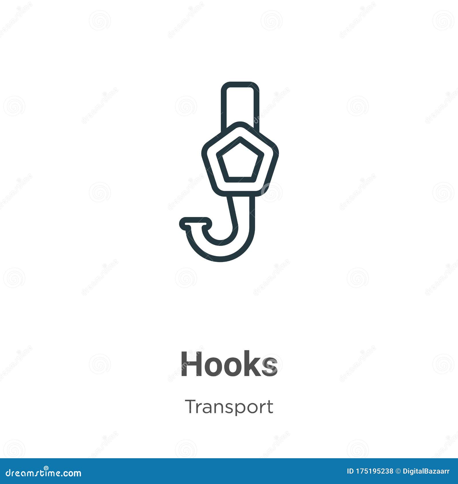 Hooks Outline Vector Icon. Thin Line Black Hooks Icon, Flat Vector ...